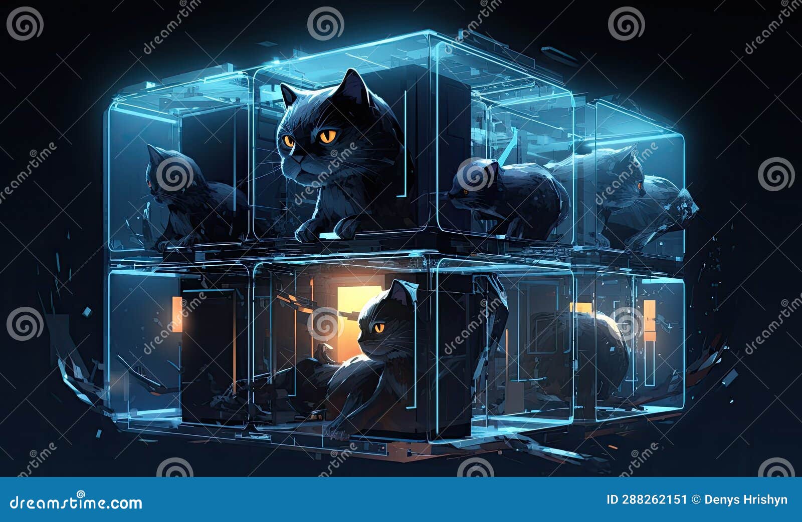 In a Sci-fi Realm, a Cat Resides within a Sleek and Futuristic Cube ...