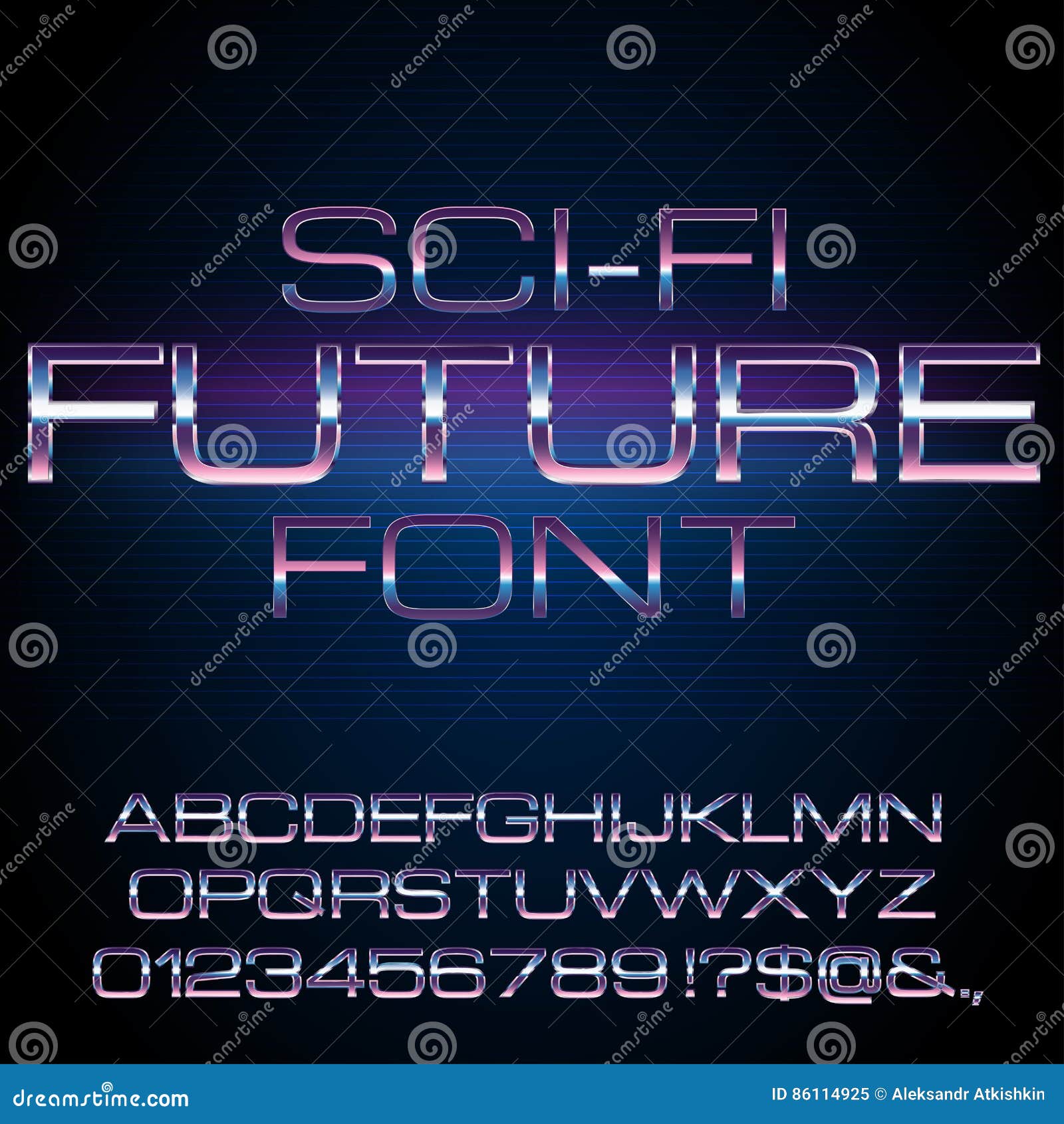Sci-Fi retro font stock vector. Illustration of disco - 86114925