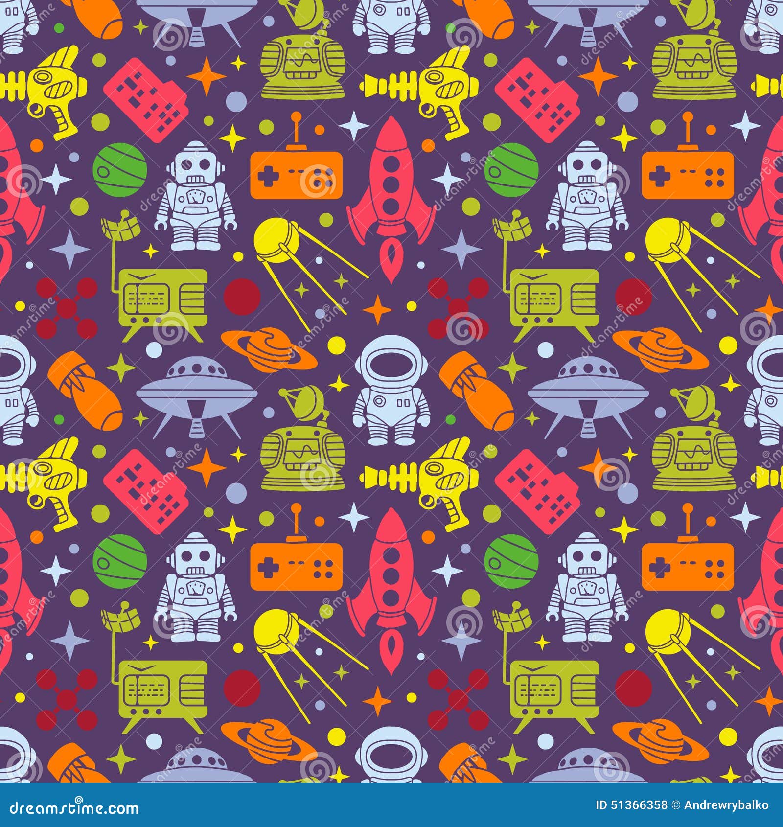 Sci-fi retro pattern stock vector. Illustration of mechanical - 51366358