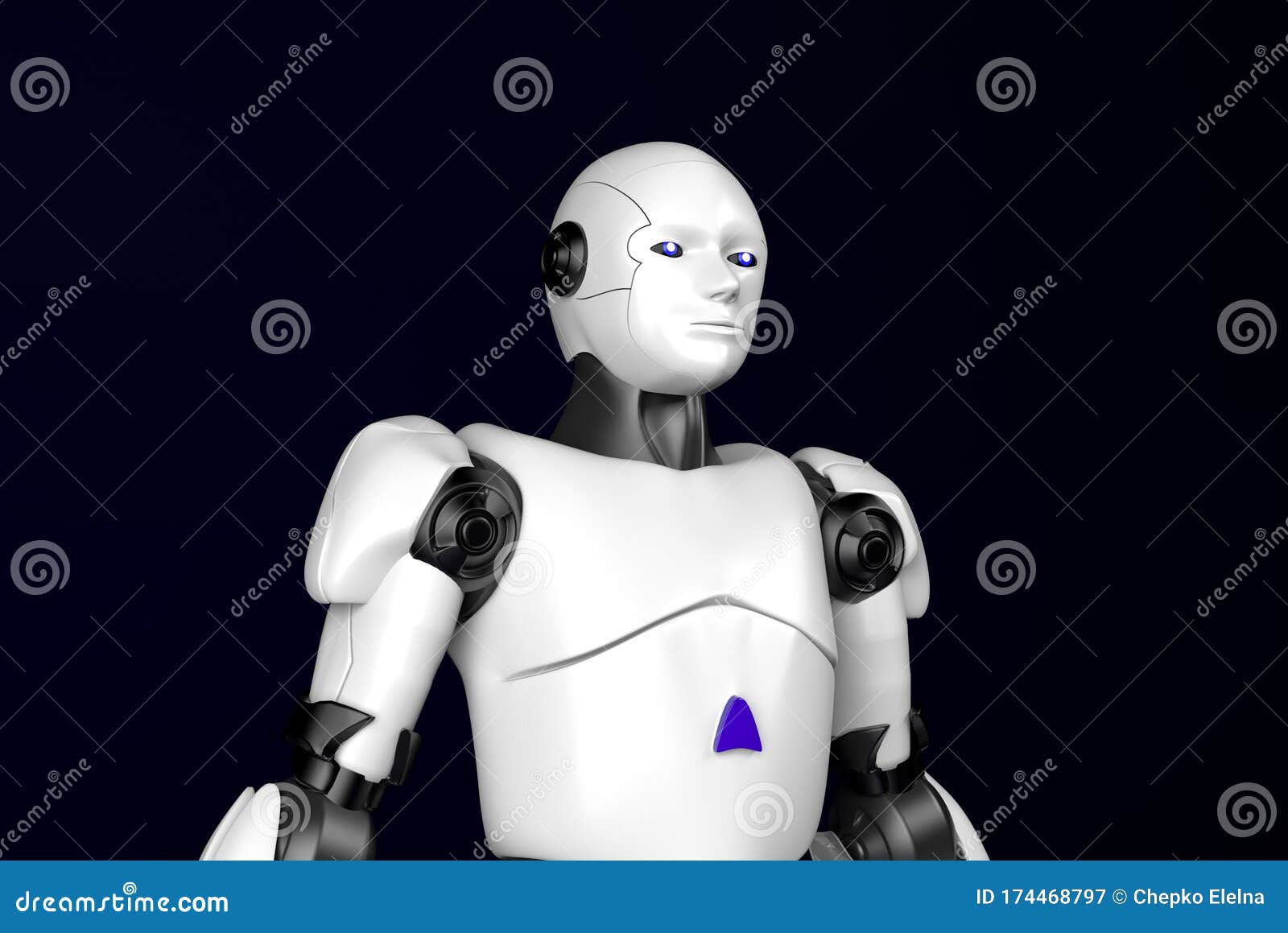 Sci-fi Robot,android on Black Background,3d Render Stock Illustration ...