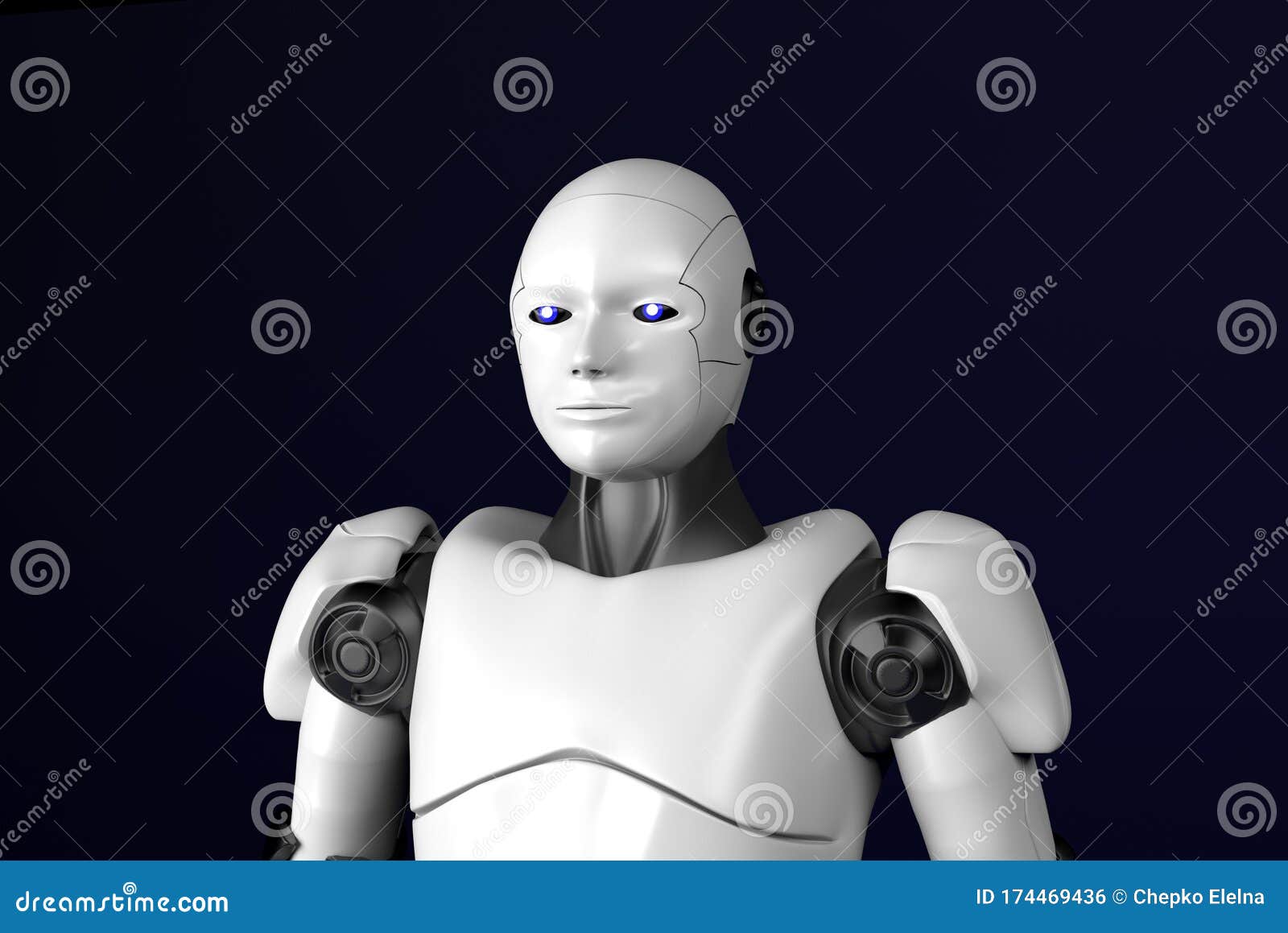 Sci-fi Robot,android on Black Background,3d Render Stock Illustration ...