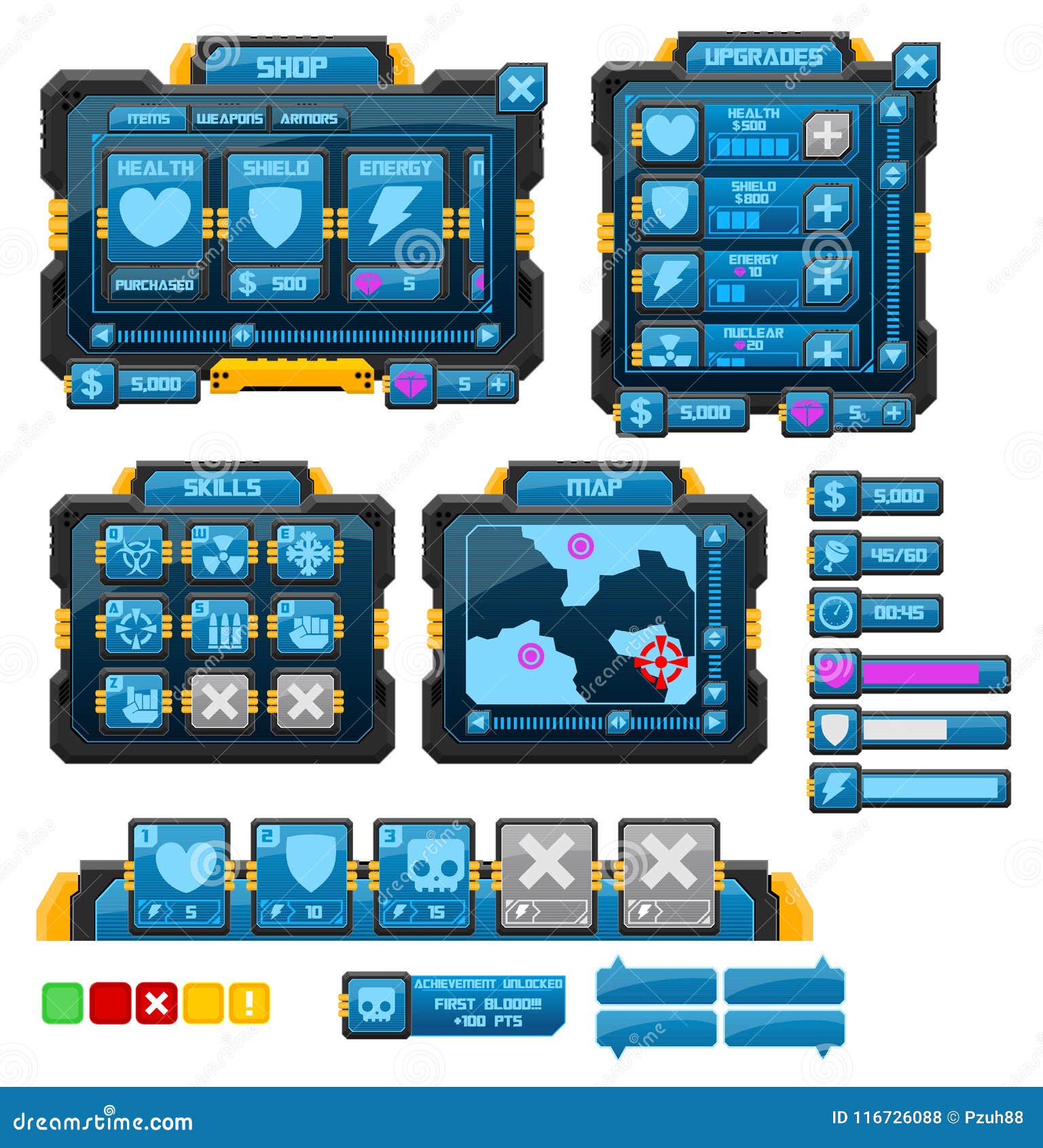 Sci-fi Robot Game GUI Set stock illustration. Illustration of fiction ... Sci-fi Robot Game GUI Set stock illustration. Illustration of fiction ...