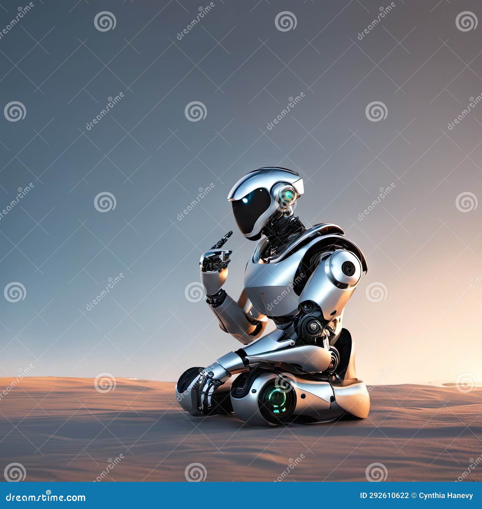 Robot Kneeling Over White Stock Photo | CartoonDealer.com #13990800