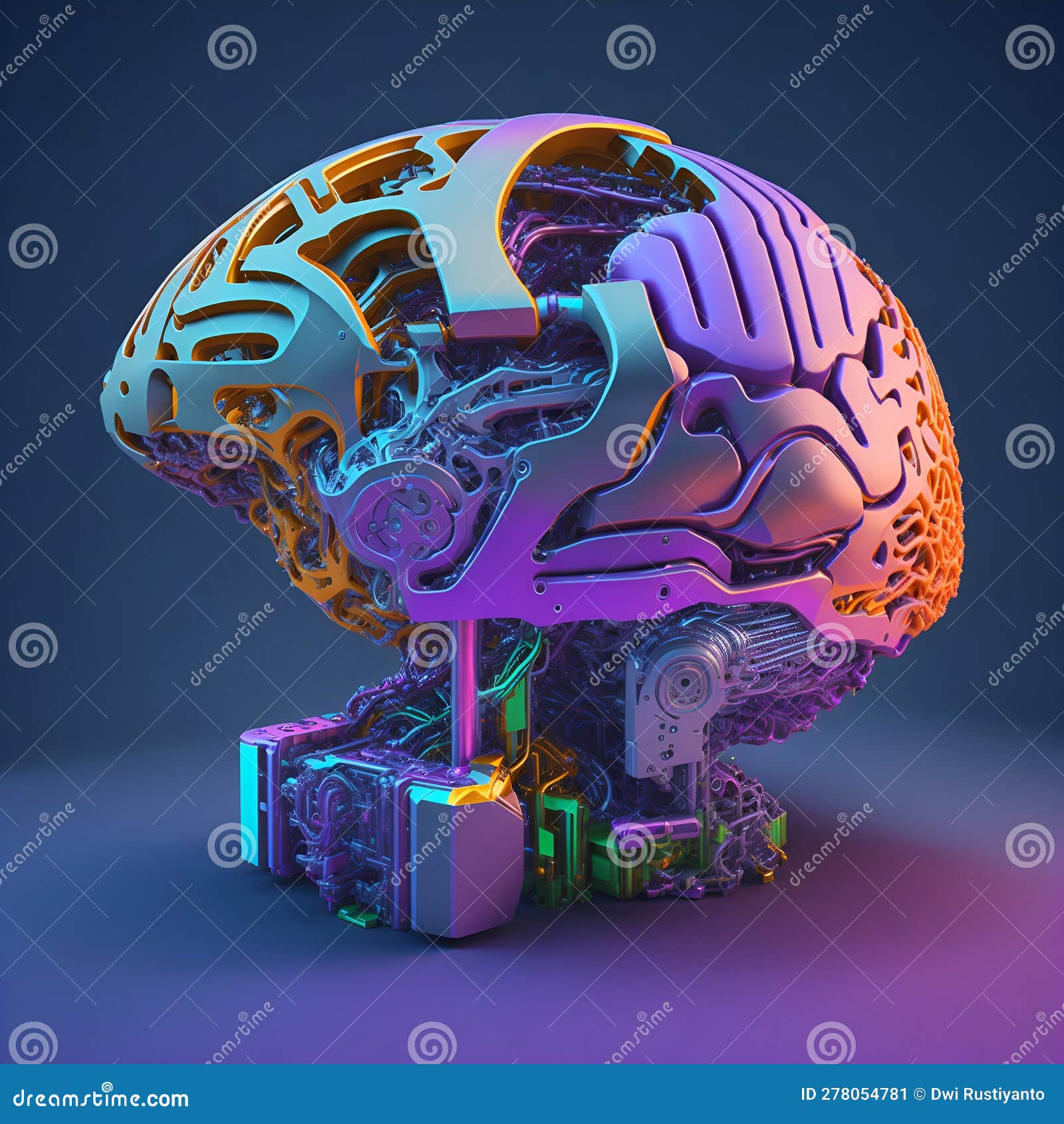 Sci-fi robotic brain organ stock image. Image of learning - 278054781