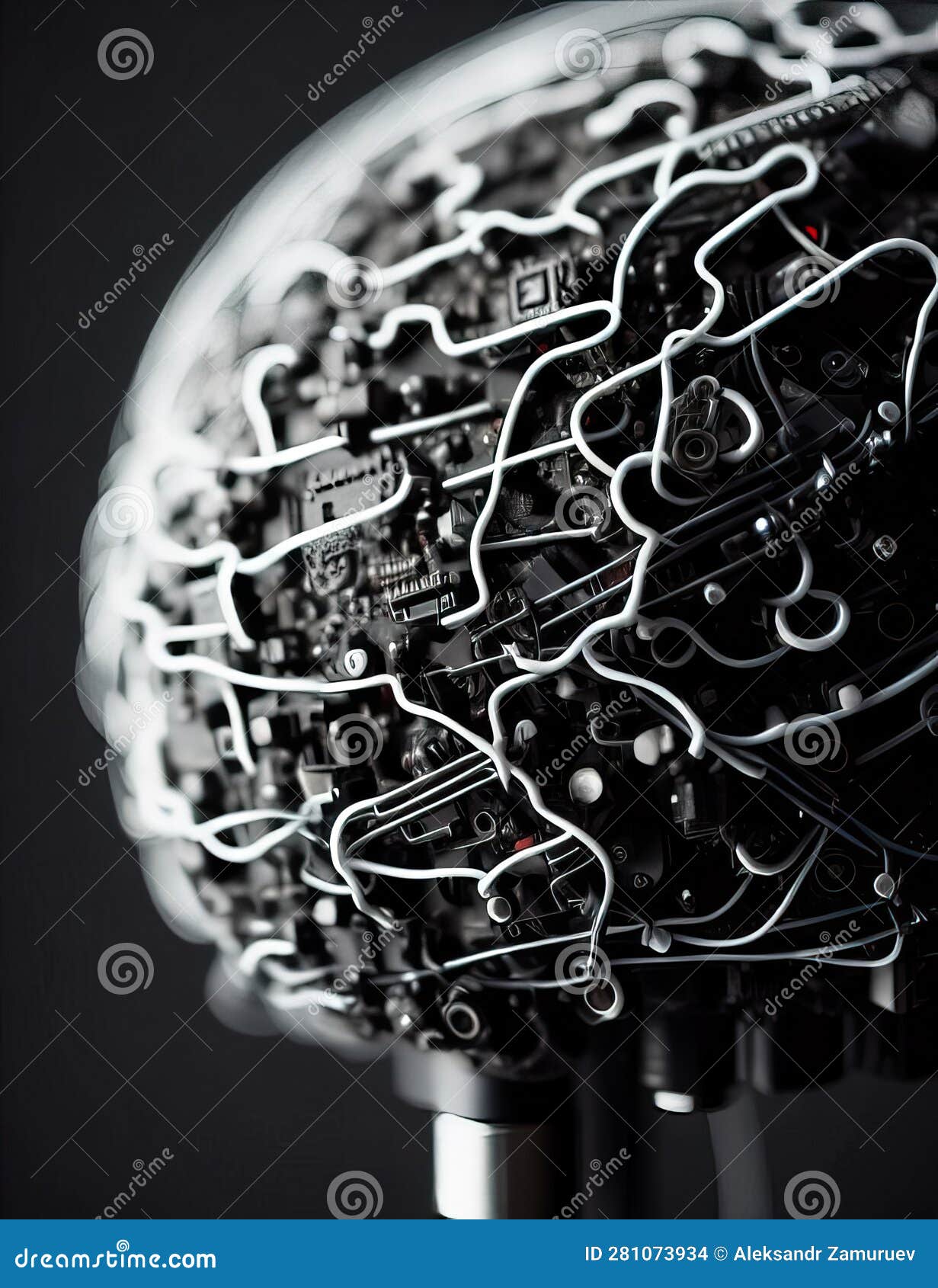 Sci-fi Robotic Brain Organ, System Cyborg Brain. Generative AI Stock ...