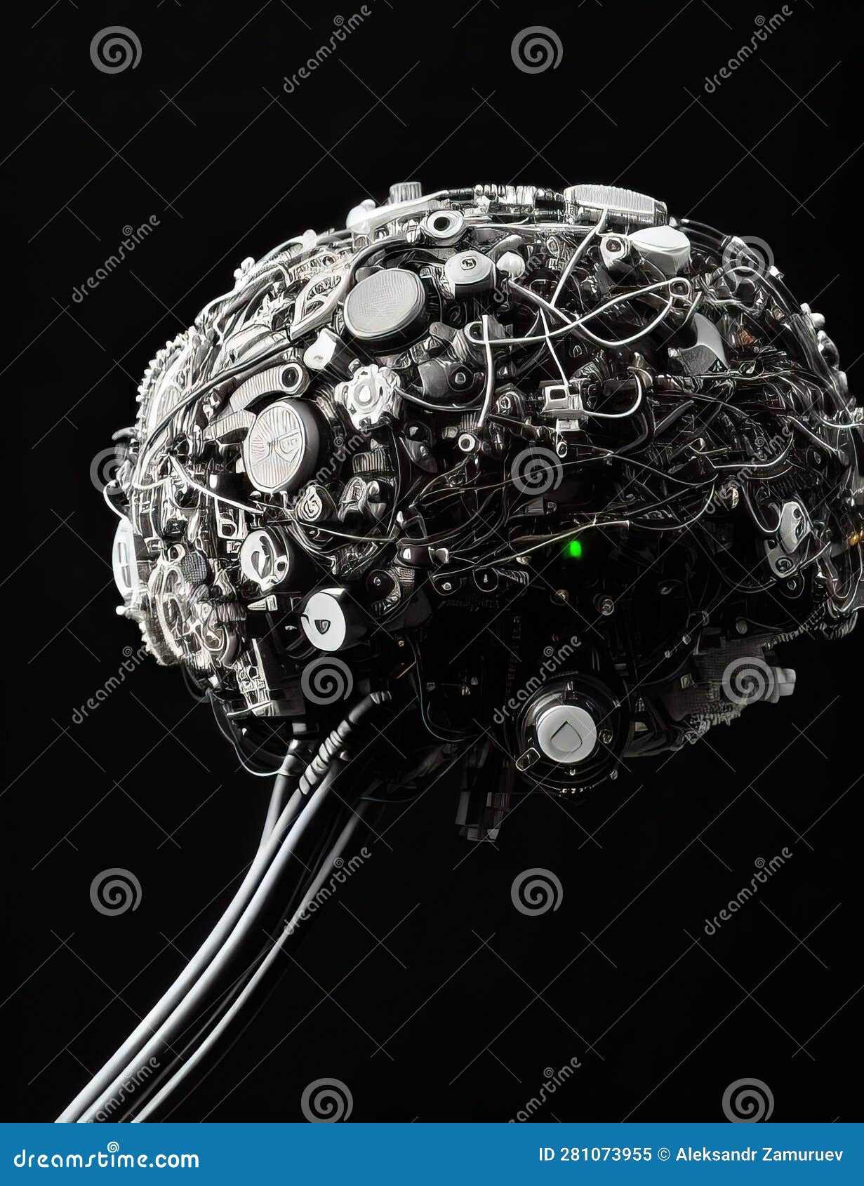 Sci-fi Robotic Brain Organ, System Cyborg Brain. Generative AI Stock ...