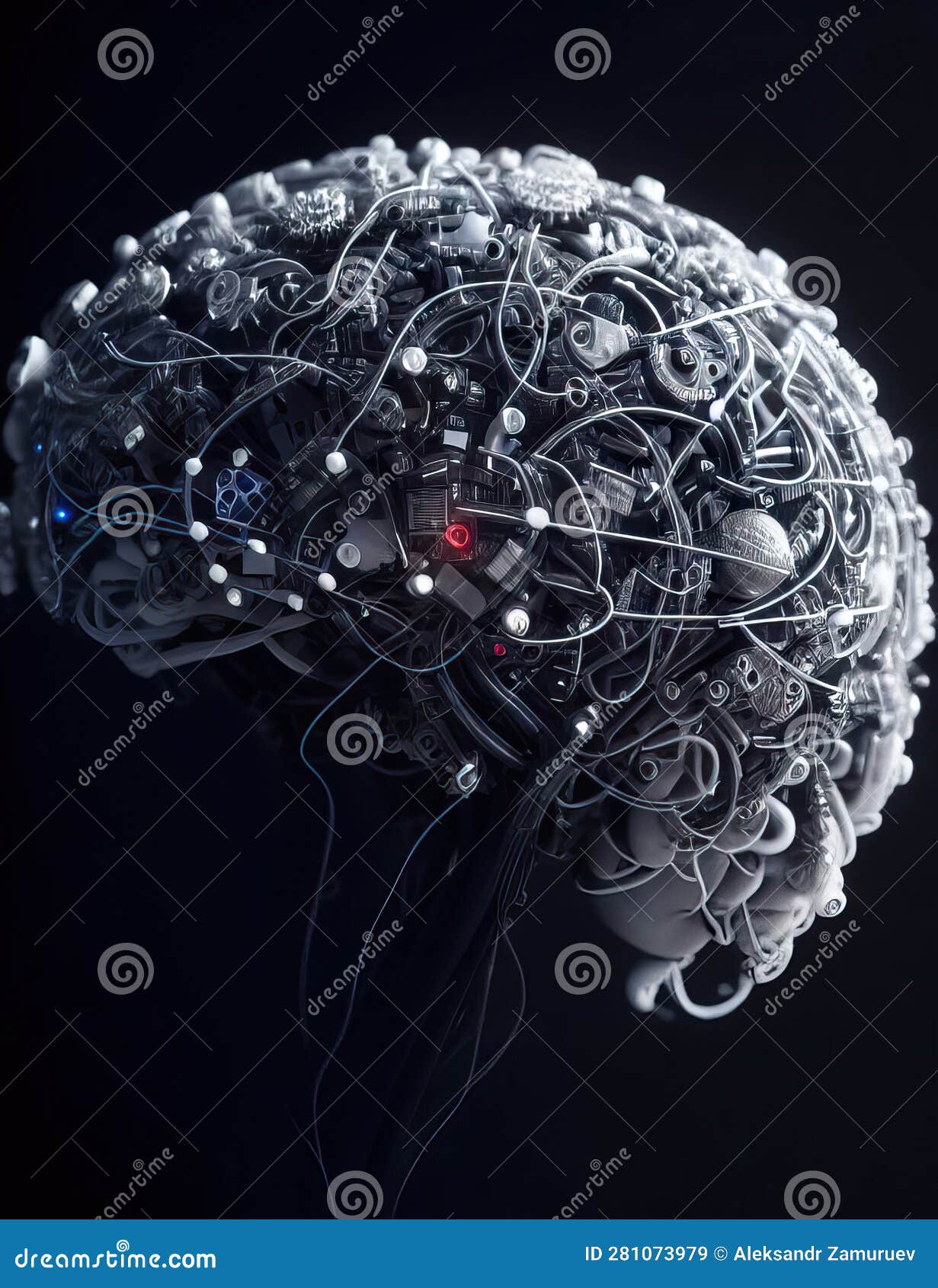 Sci-fi Robotic Brain Organ, System Cyborg Brain. Generative AI Stock ...