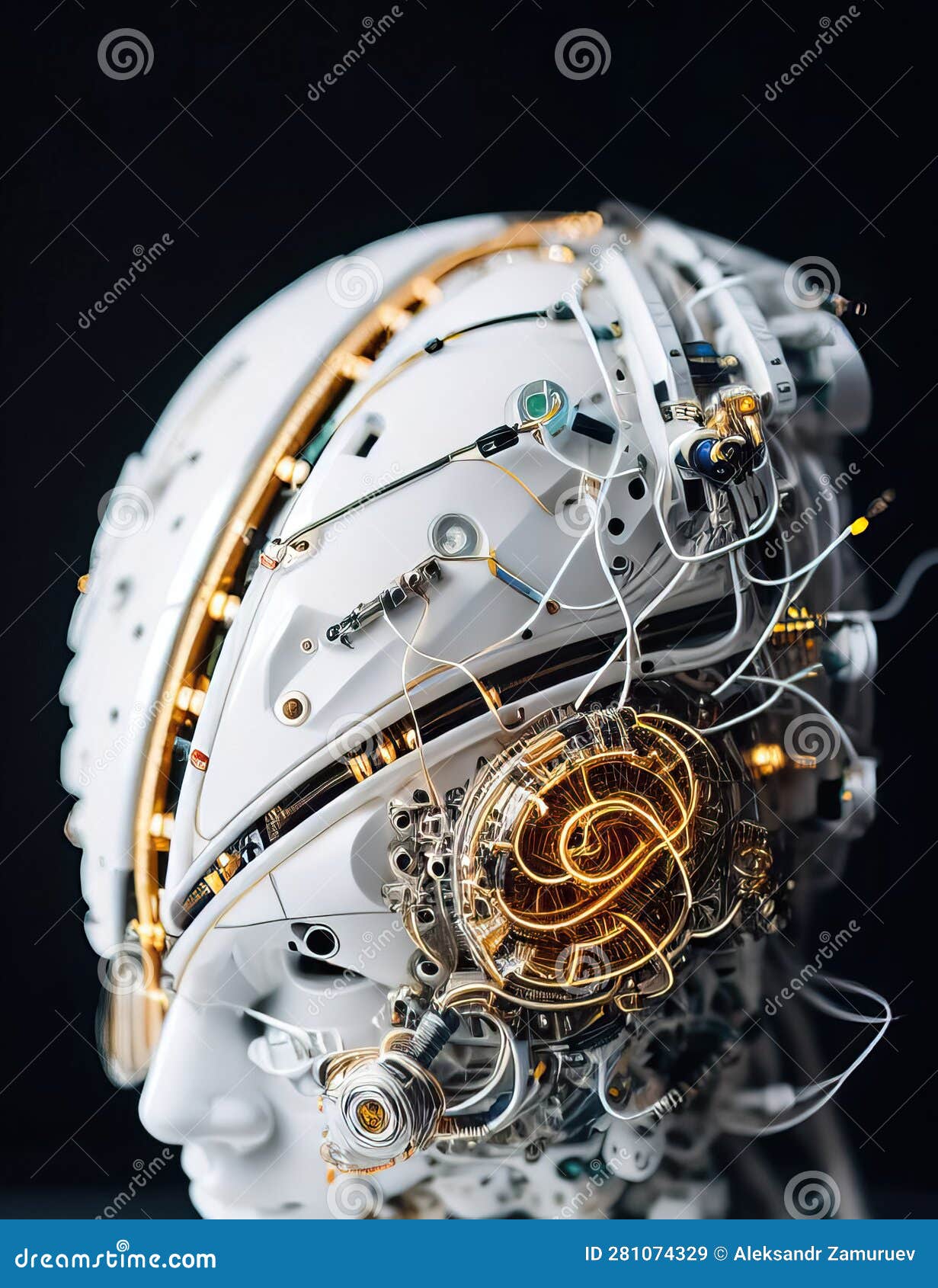 Sci-fi Robotic Brain Organ, System Cyborg Brain. Generative AI Stock ...