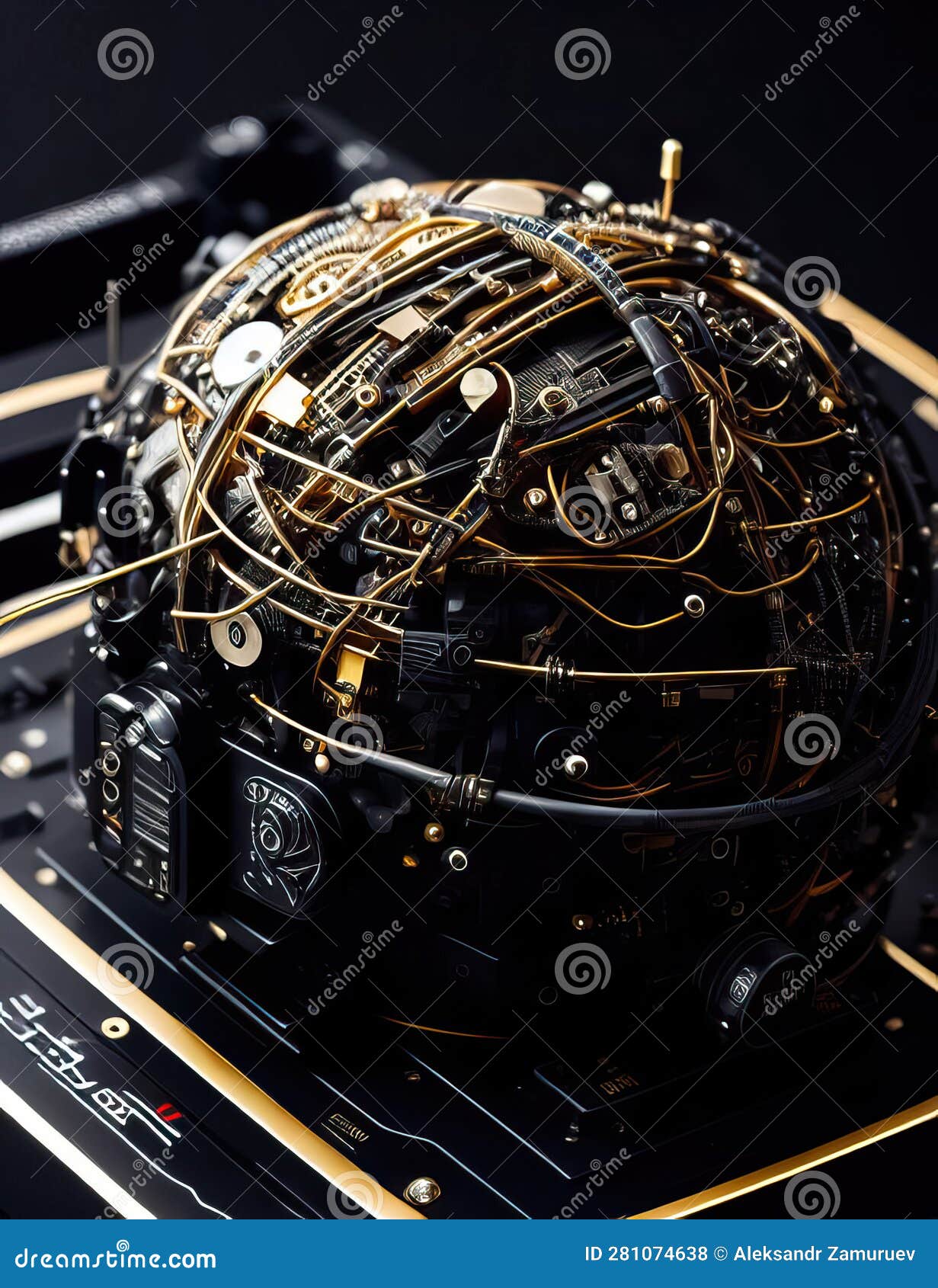 Sci-fi Robotic Brain Organ, System Cyborg Brain. Generative AI Stock ...