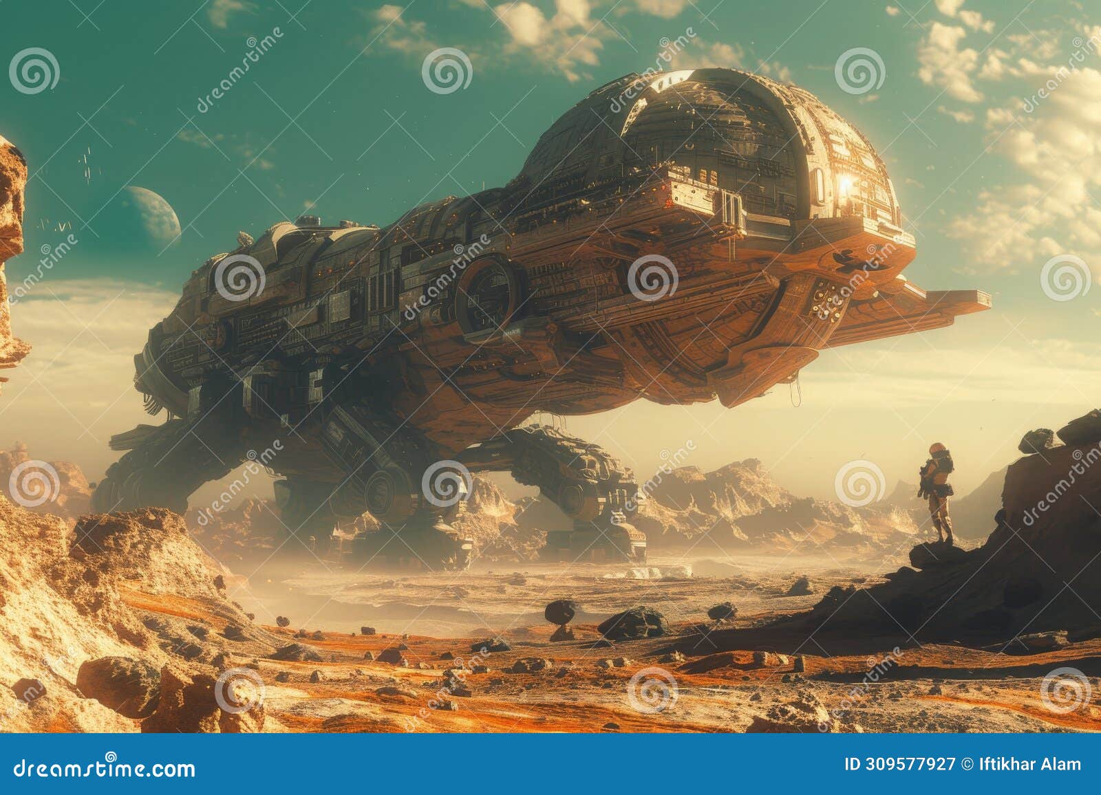 A Sci-fi Scene Depicting Multiple Futuristic Ships Hovering Over a ...