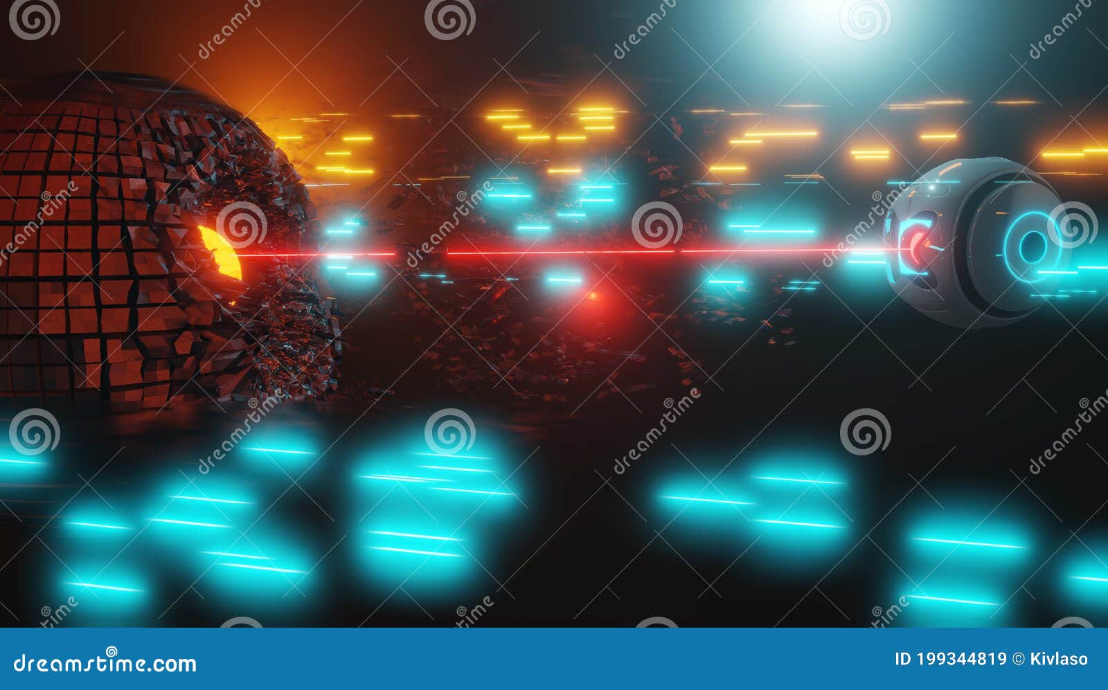 Sci-fi Space Funnel-shaped Tunnel. 3d Rendering Stock Illustration ...