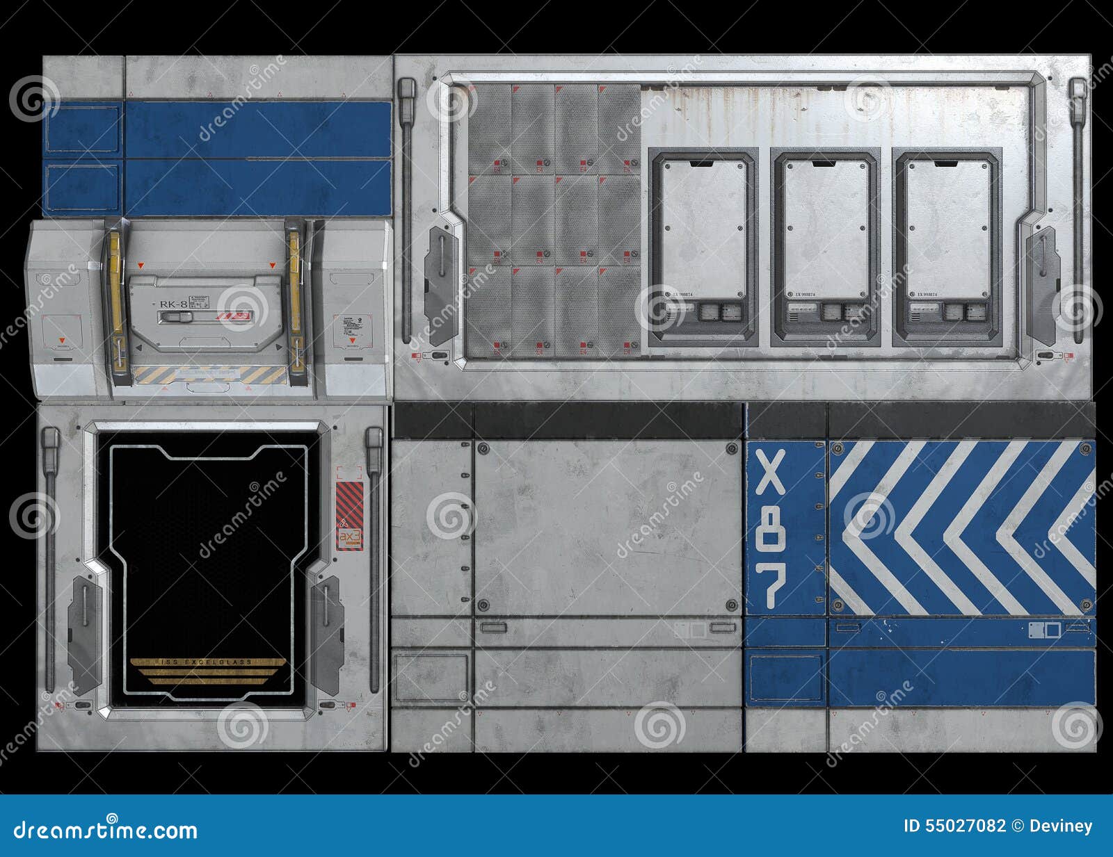 Sci-Fi Space Ship Hull Panels Stock Illustration - Illustration of ...