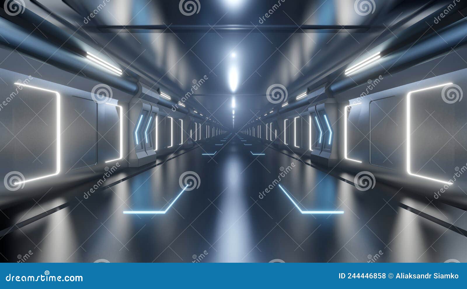 Sci-fi Spaceship Tunnel. 3d Render Stock Illustration - Illustration of ...