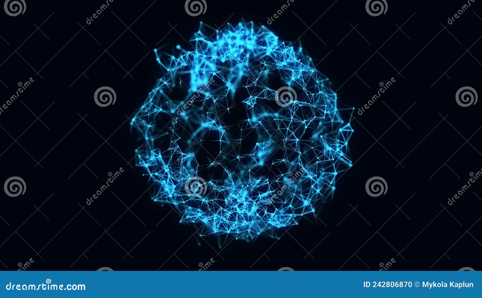 Sci-fi Sphere with Particles and Lines. Concept Network Connection ...