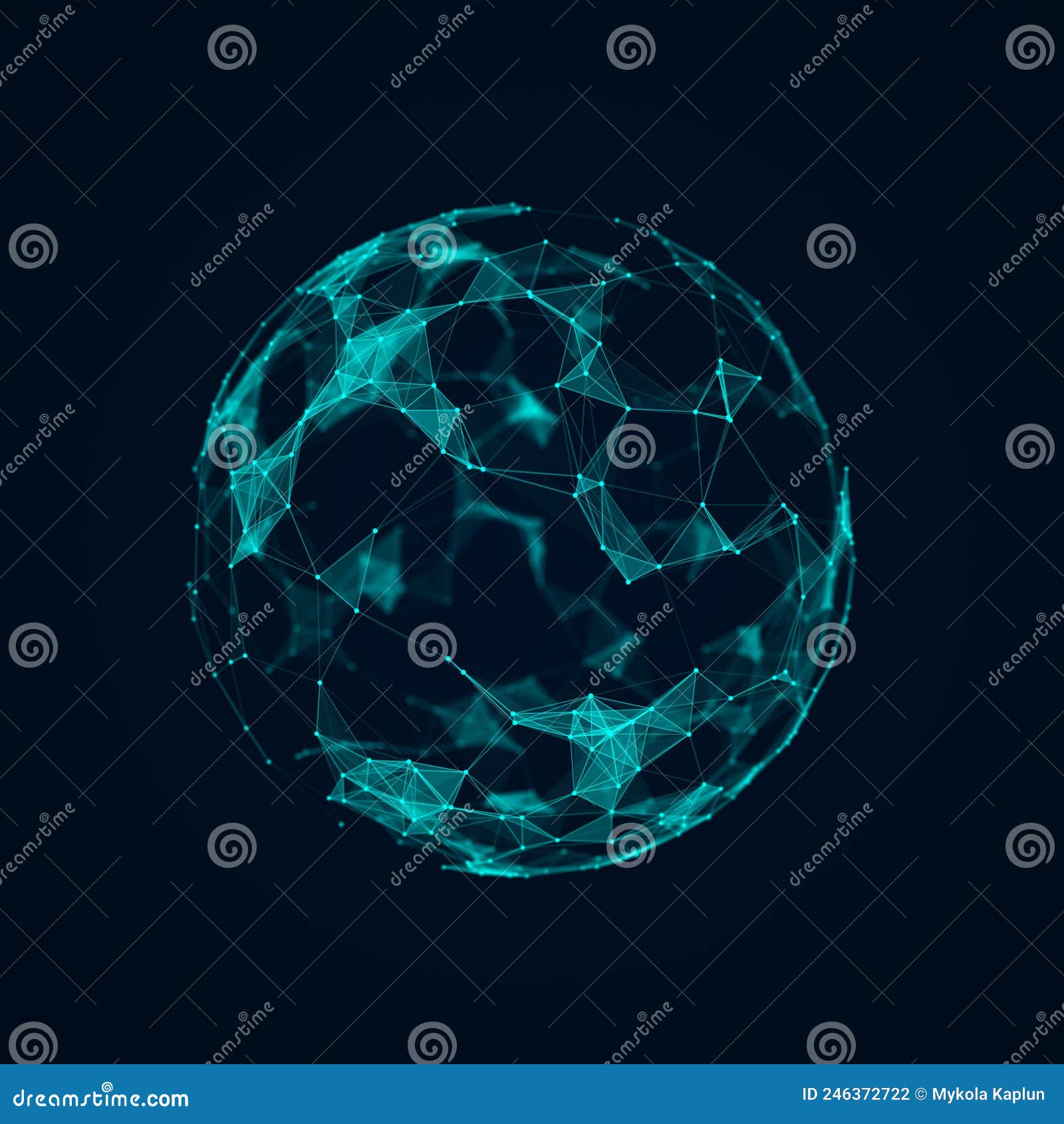 Sci-fi Sphere with Particles and Lines. Concept Network Connection ...