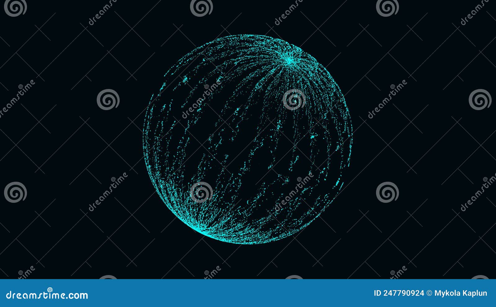 Sci-fi Sphere with Particles and Lines. Concept Network Connection ...