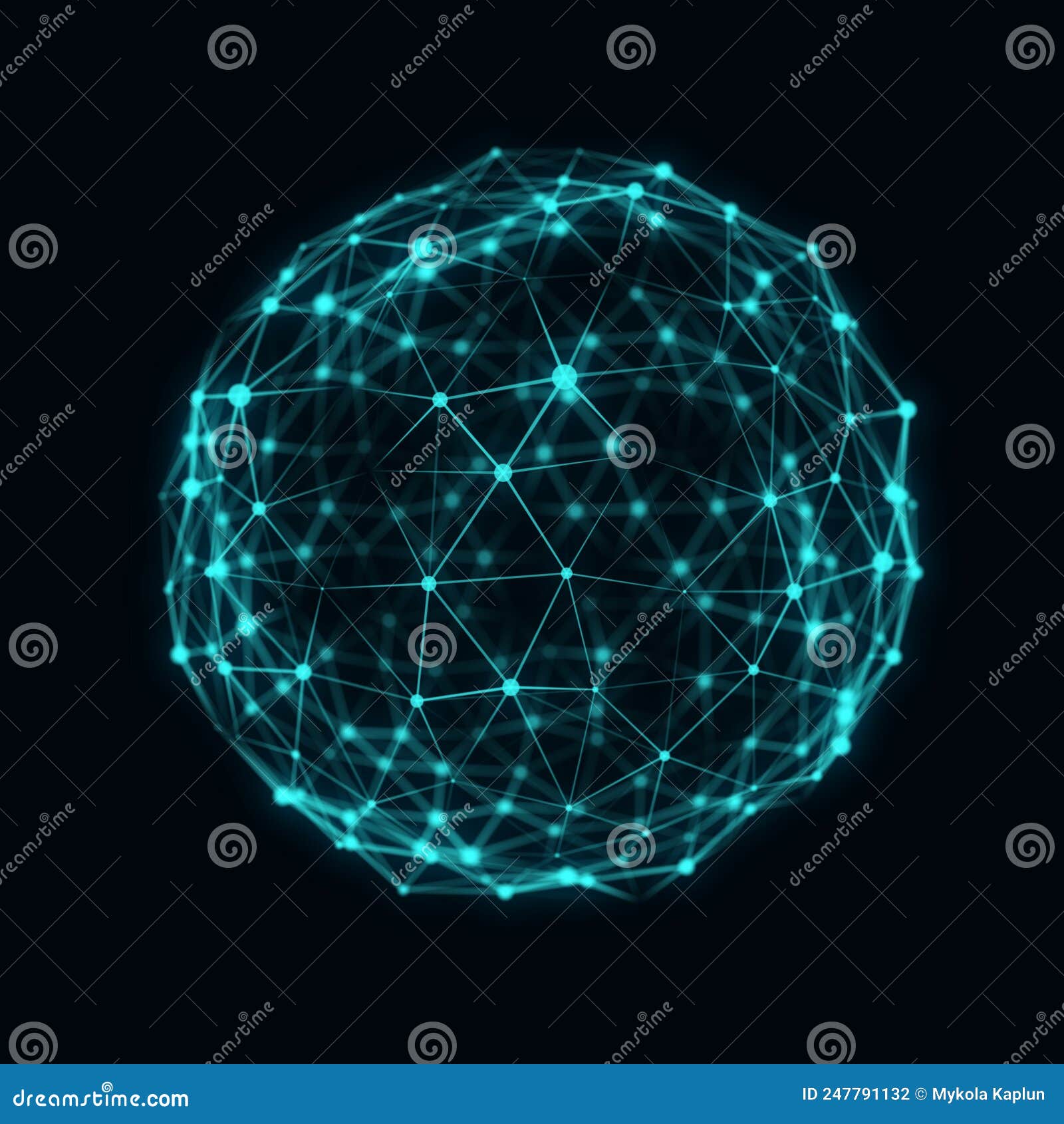 Sci-fi Sphere with Particles and Lines. Concept Network Connection ...