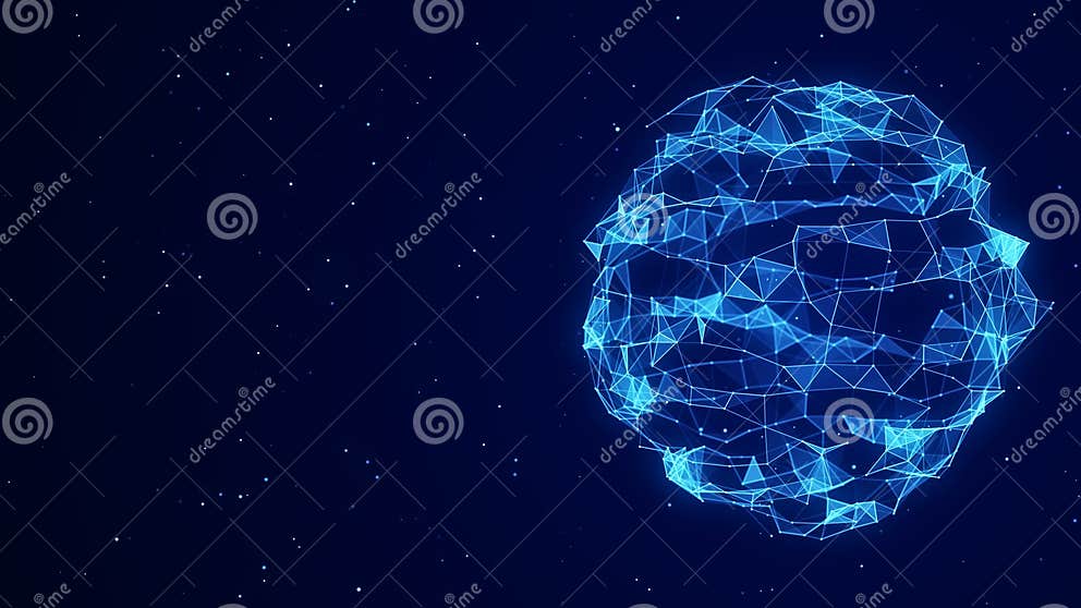 Sci-fi Sphere with Particles and Lines. Concept Network Connection ...