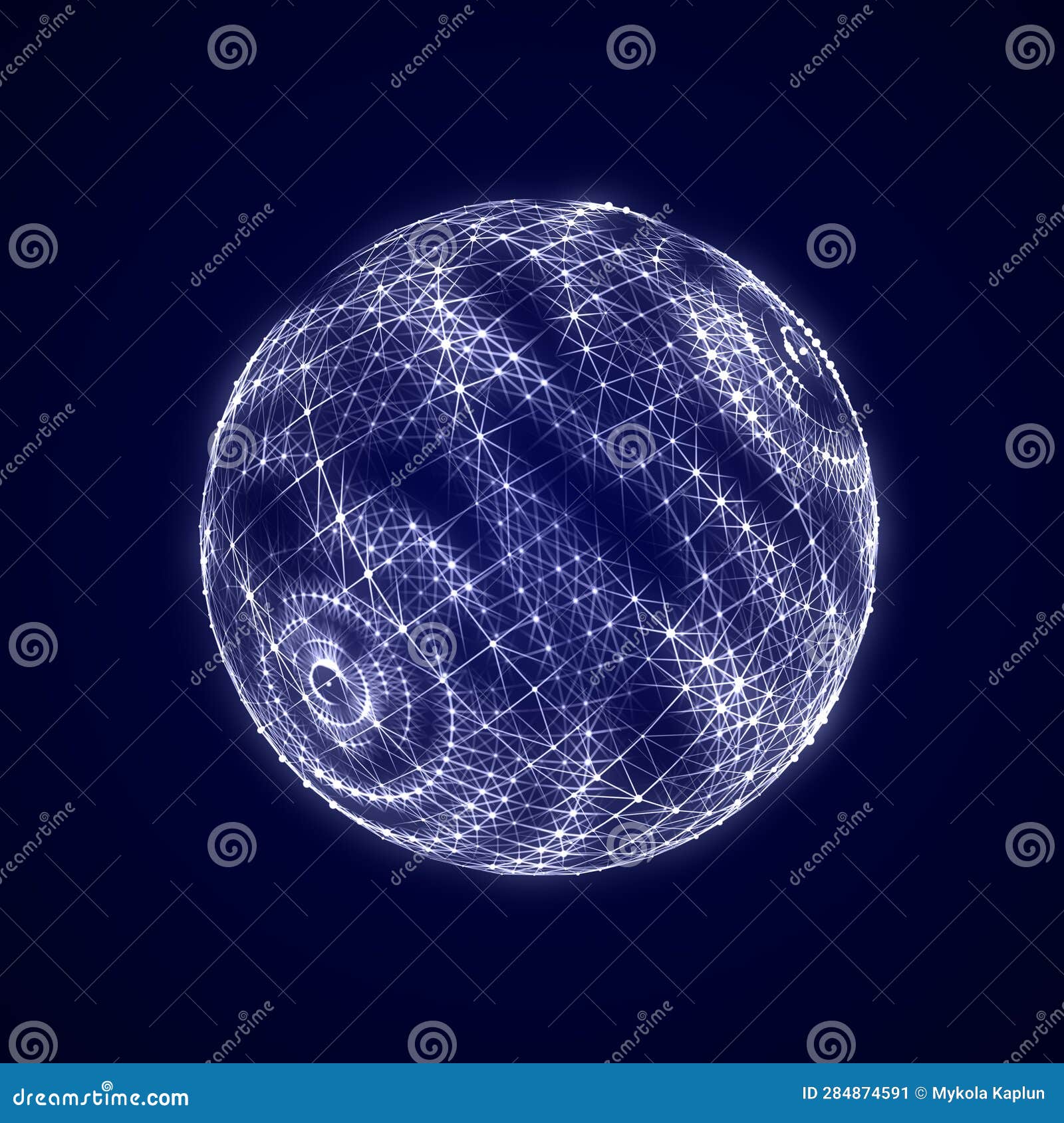 Sci-fi Sphere with Particles and Lines. Concept Network Connection ...