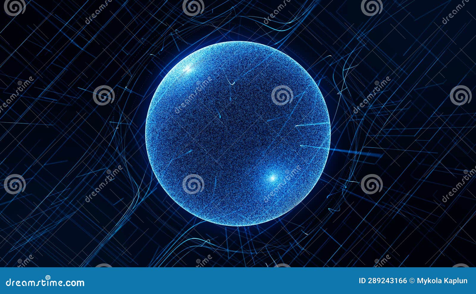 Sci-fi Sphere with Particles and Lines. Concept Network Connection ...