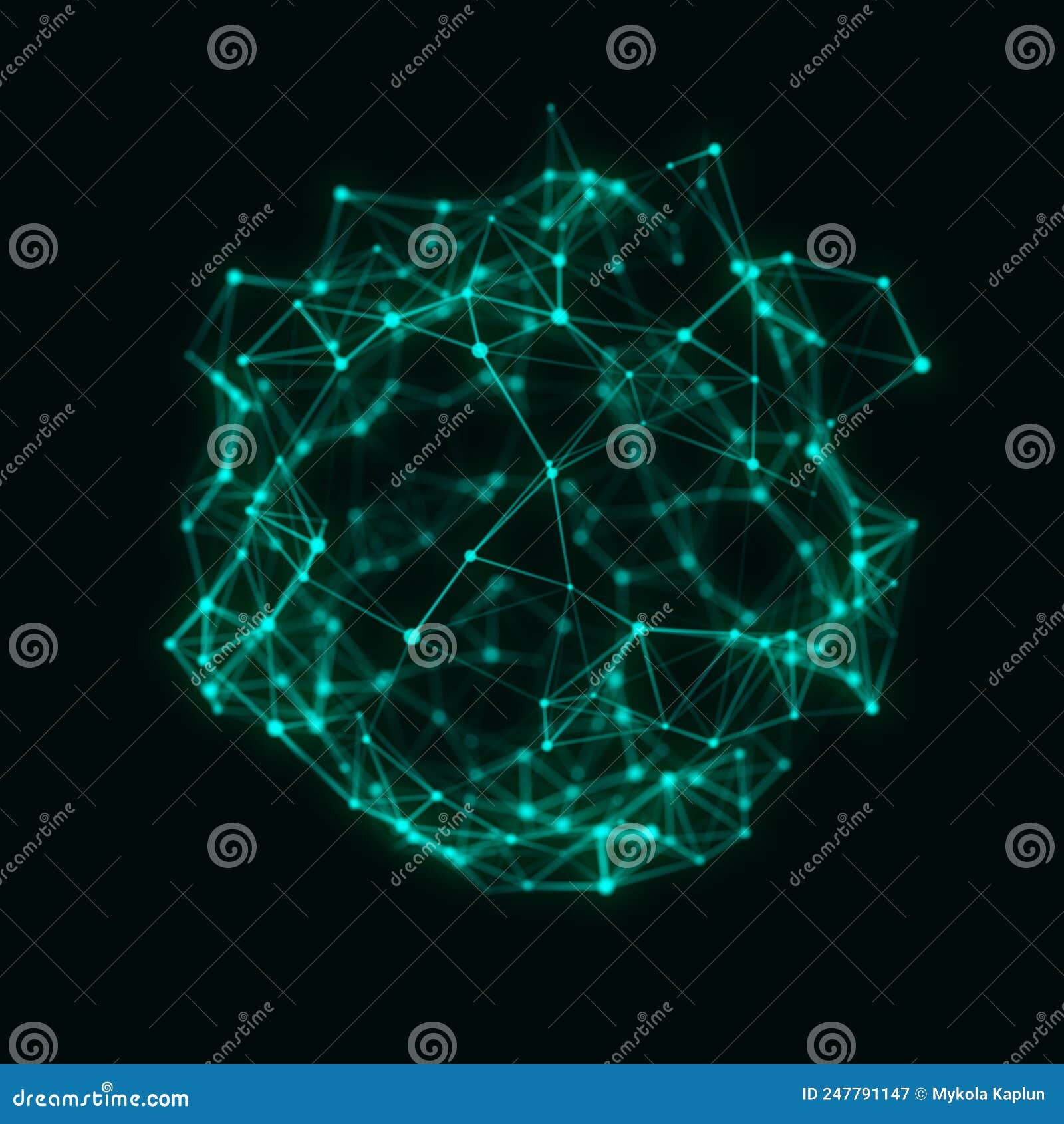 Sci-fi Sphere with Particles and Lines. Concept Network Connection ...