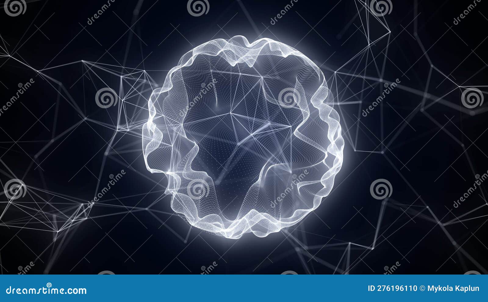 Sci-fi Sphere with Particles and Lines. Concept Network Connection ...