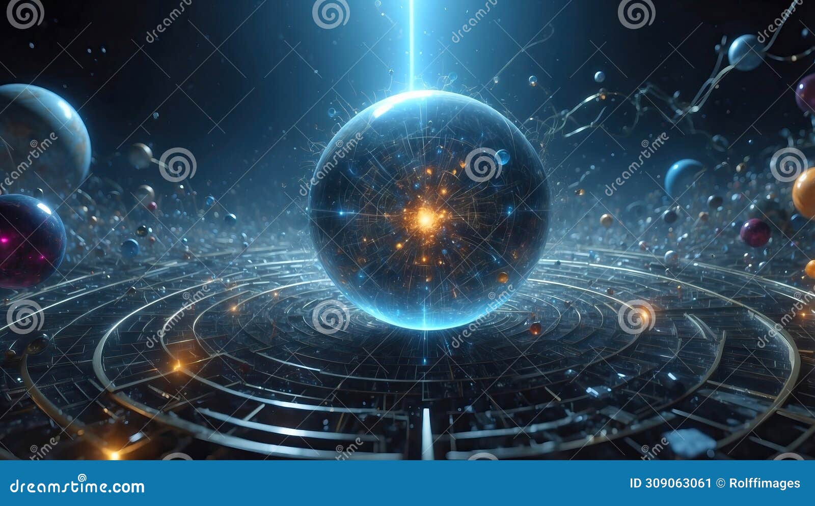 Sci-fi Sphere in Surreal Space Stock Illustration - Illustration of ...