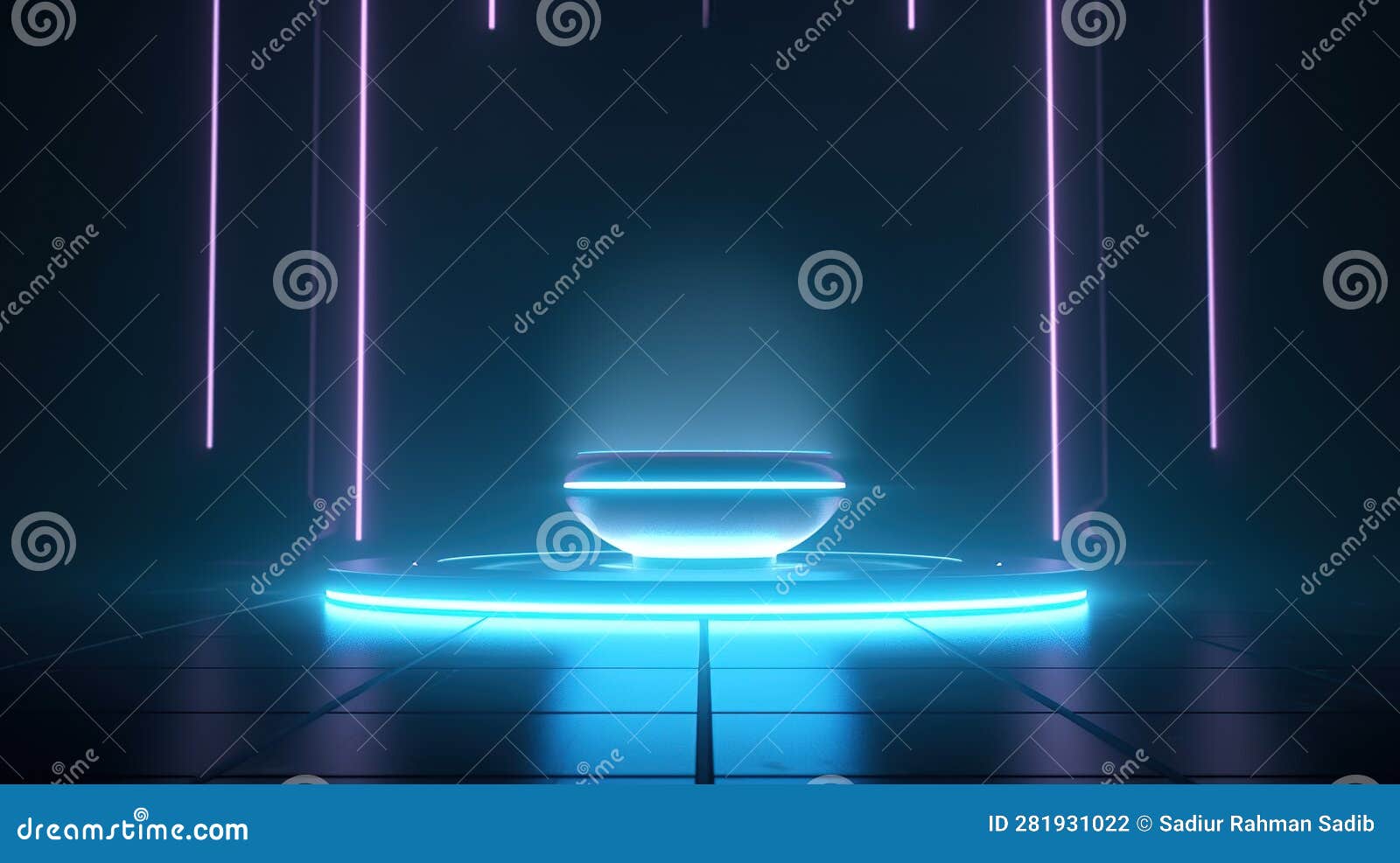 Sci-fi Stage with Spotlight. Futuristic Empty Stage Stock Illustration ...