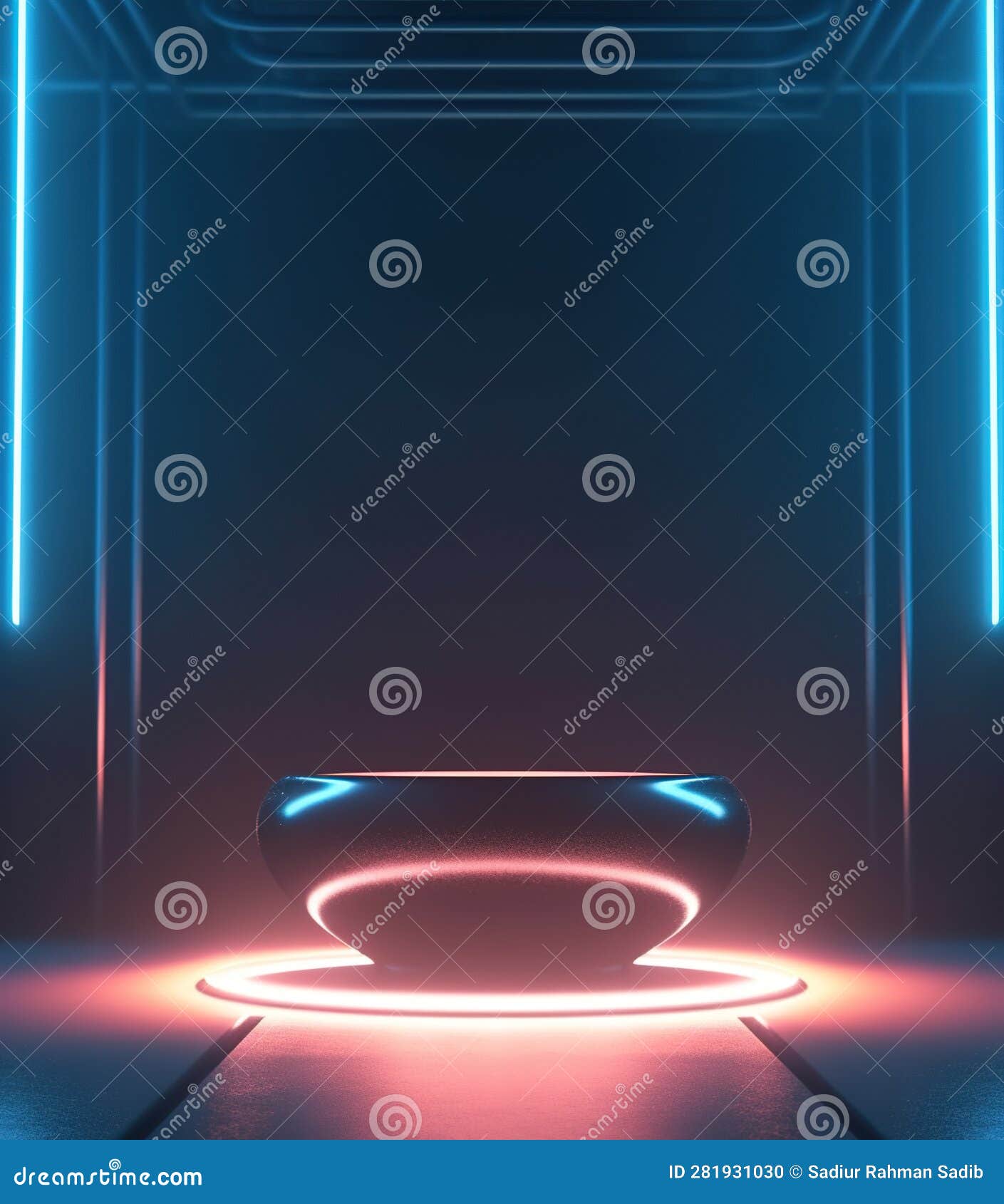 Sci-fi Stage with Spotlight. Futuristic Empty Stage Stock Illustration ...