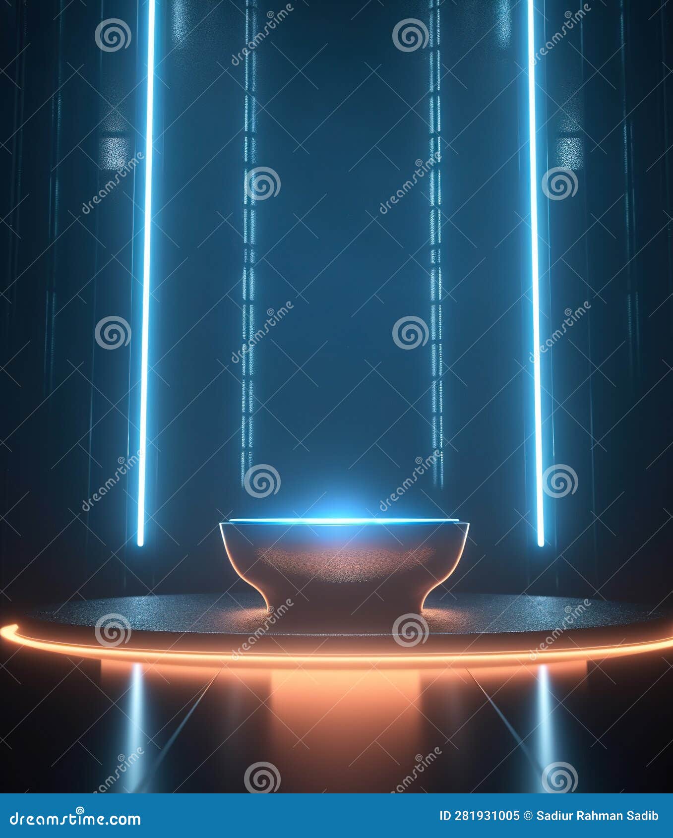 Sci-fi Stage with Spotlight. Futuristic Empty Stage Stock Illustration ...