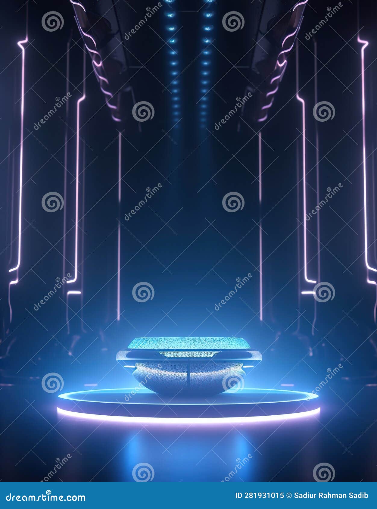 Sci-fi Stage with Spotlight. Futuristic Empty Stage Stock Illustration ...