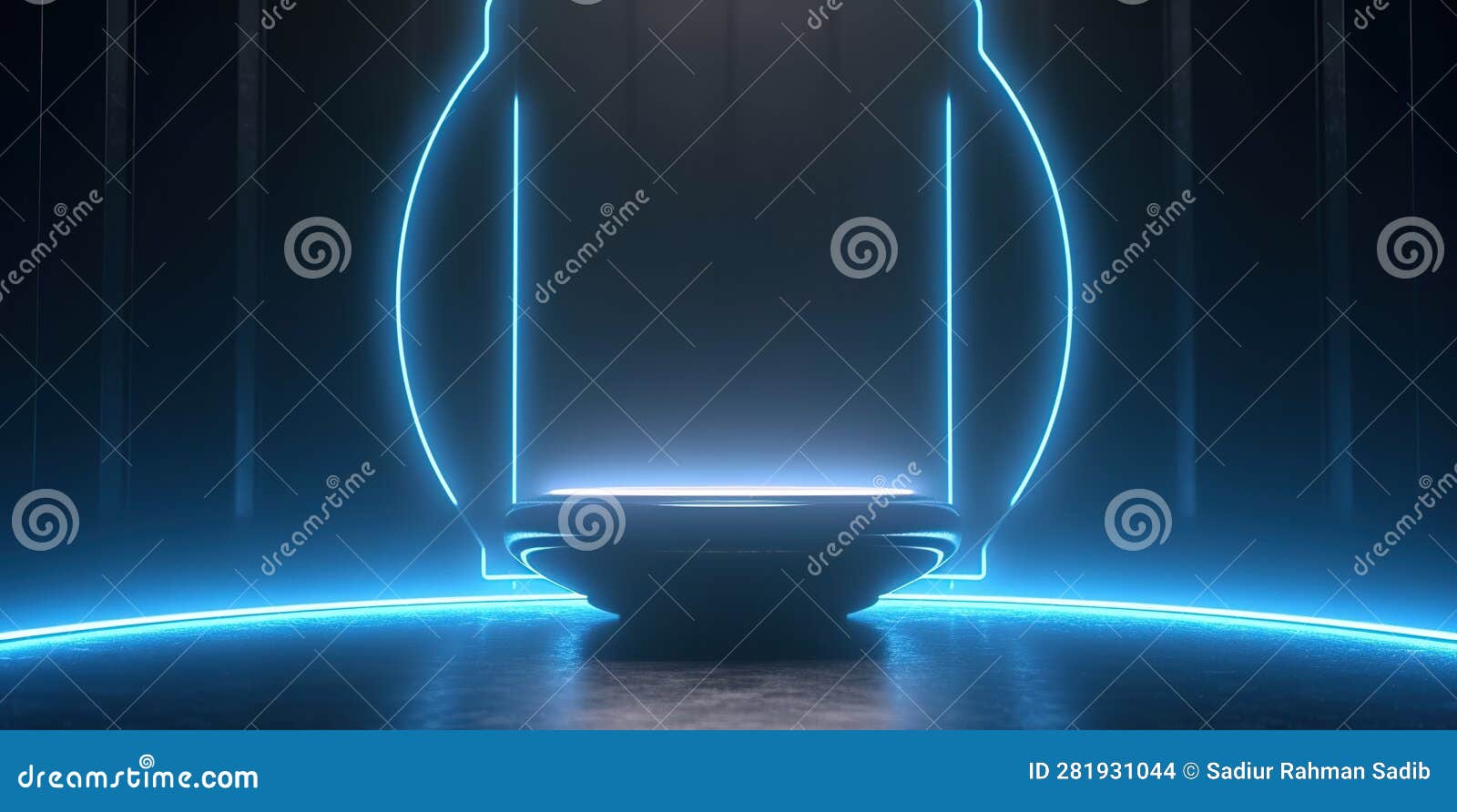 Sci-fi Stage with Spotlight. Futuristic Empty Stage Stock Illustration ...