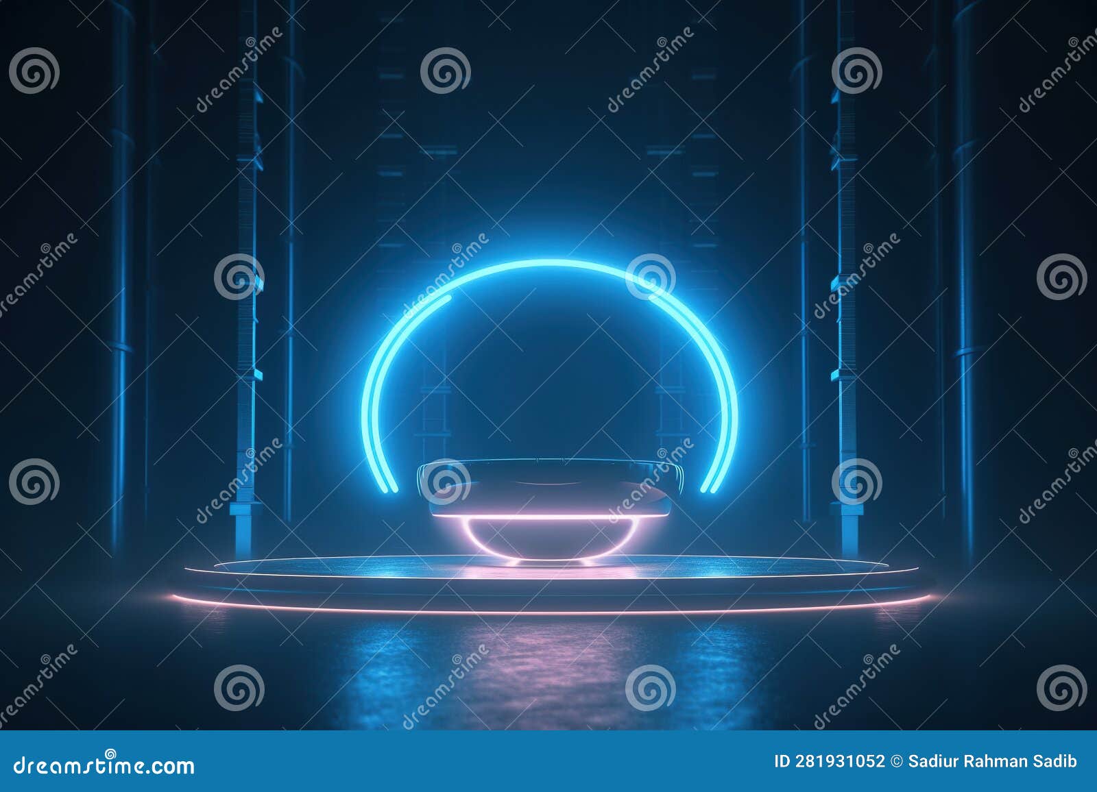 Sci-fi Stage with Spotlight. Futuristic Empty Stage Stock Illustration ...