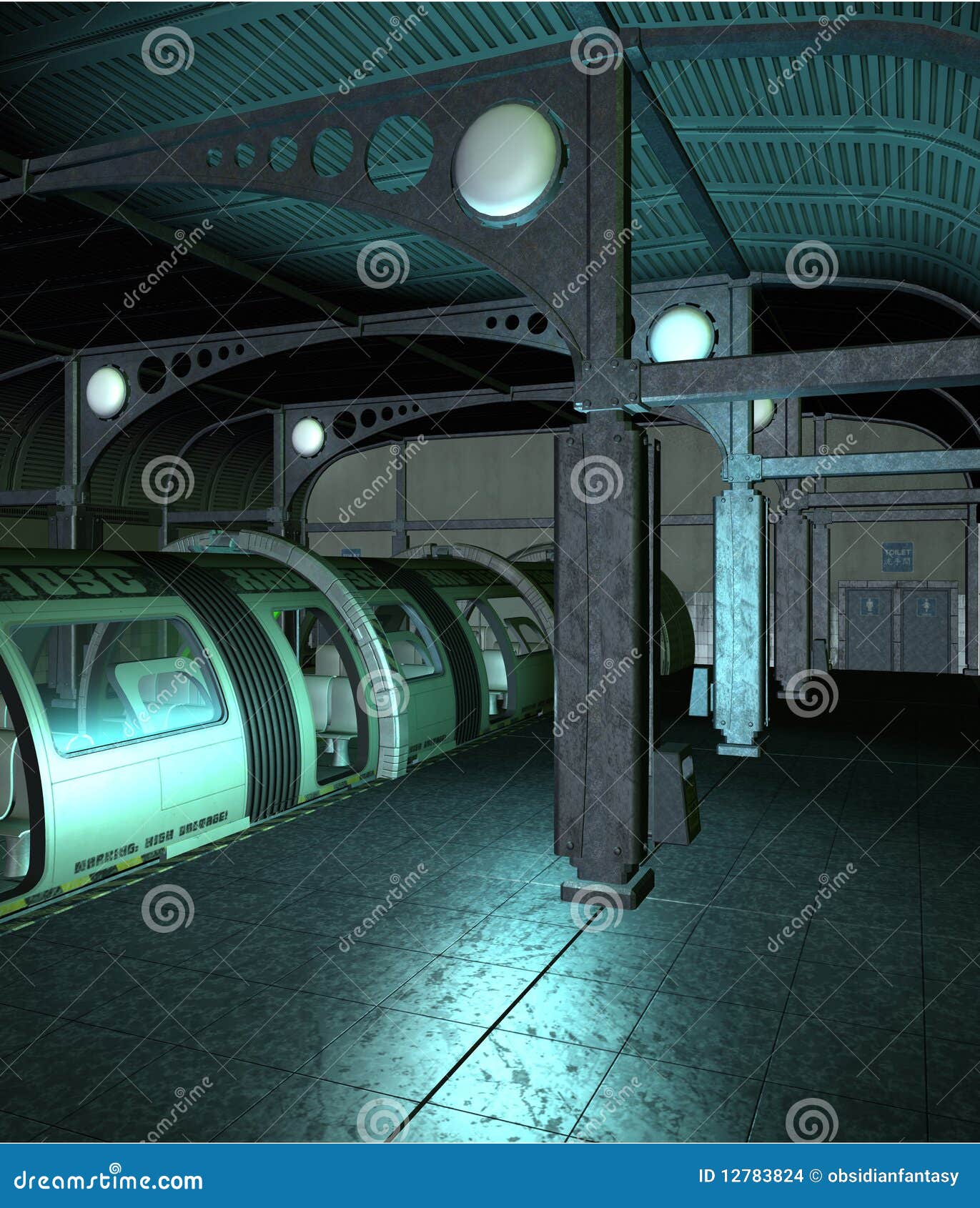 Sci-fi station 2 stock illustration. Illustration of blue - 12783824