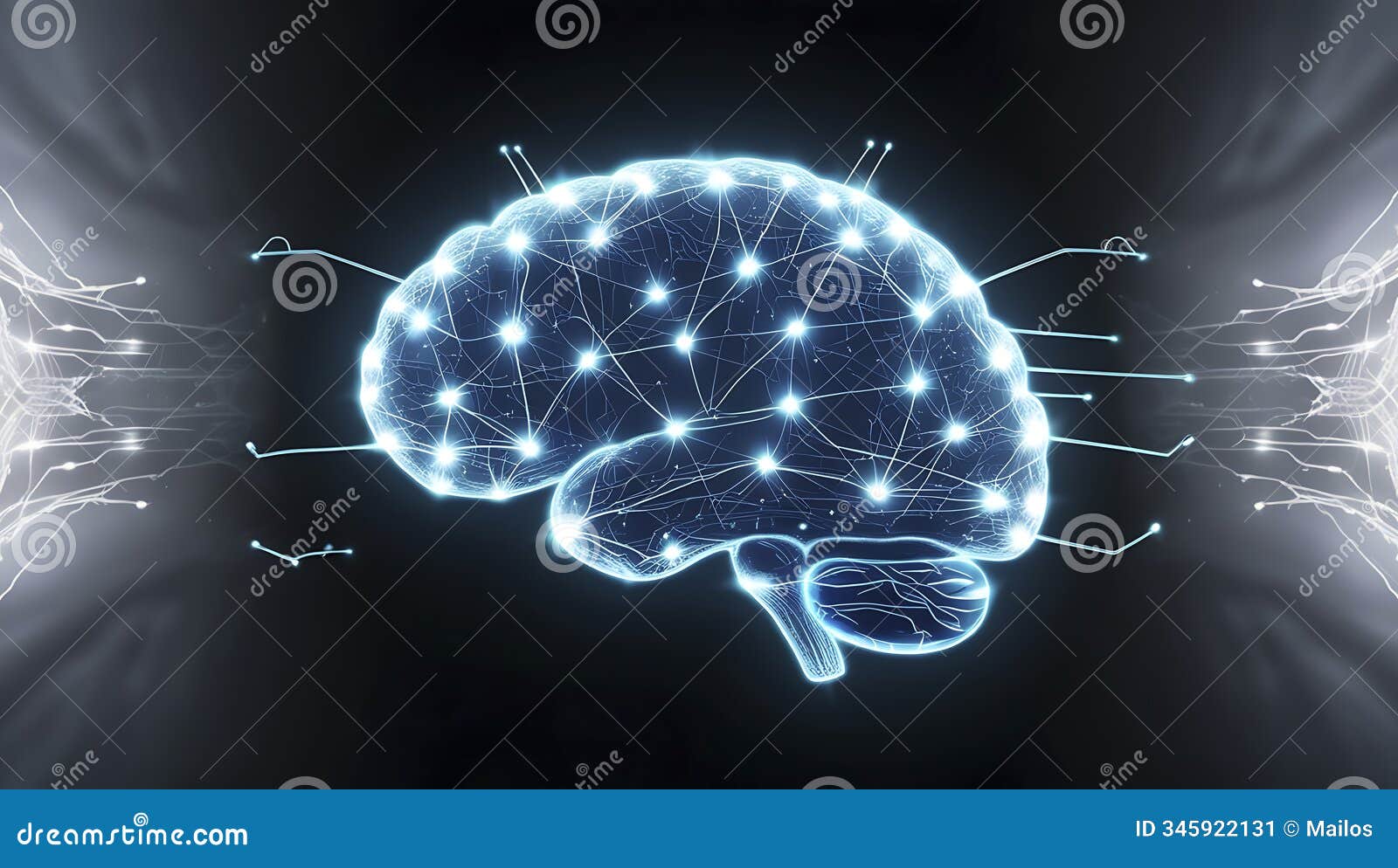 Sci-Fi Tech Art Glowing Digital Neural Network Rendering Stock Image - Image of tech, technology ...