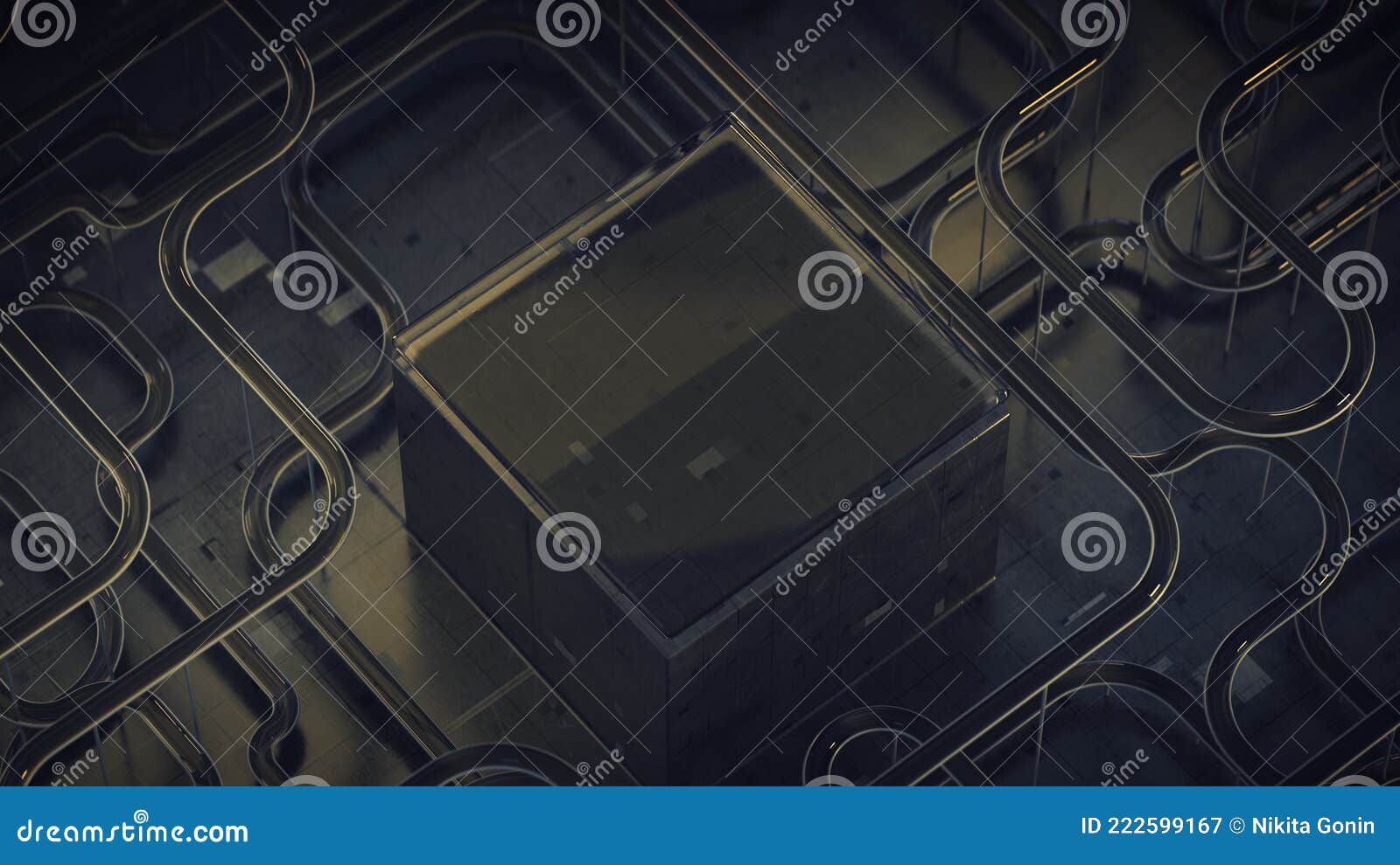 Sci-fi Technical Structure 3D Rendering Stock Illustration ...