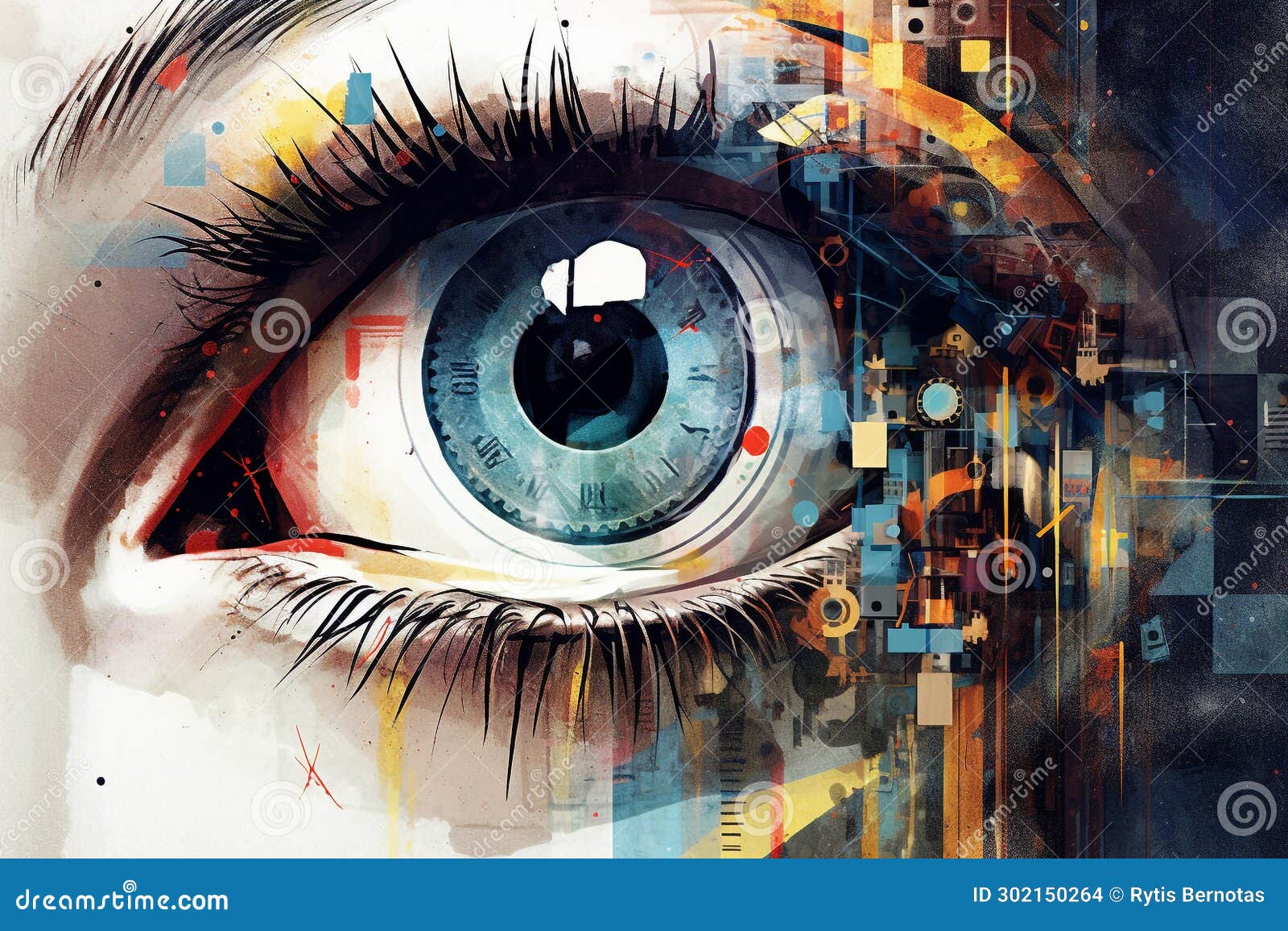 Collage of Modern Technology and Human Eye Stock Illustration ...