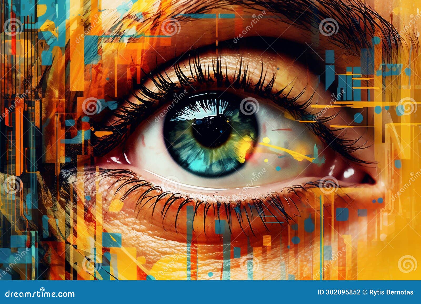 Collage of Modern Technology and Human Eye Stock Illustration ...