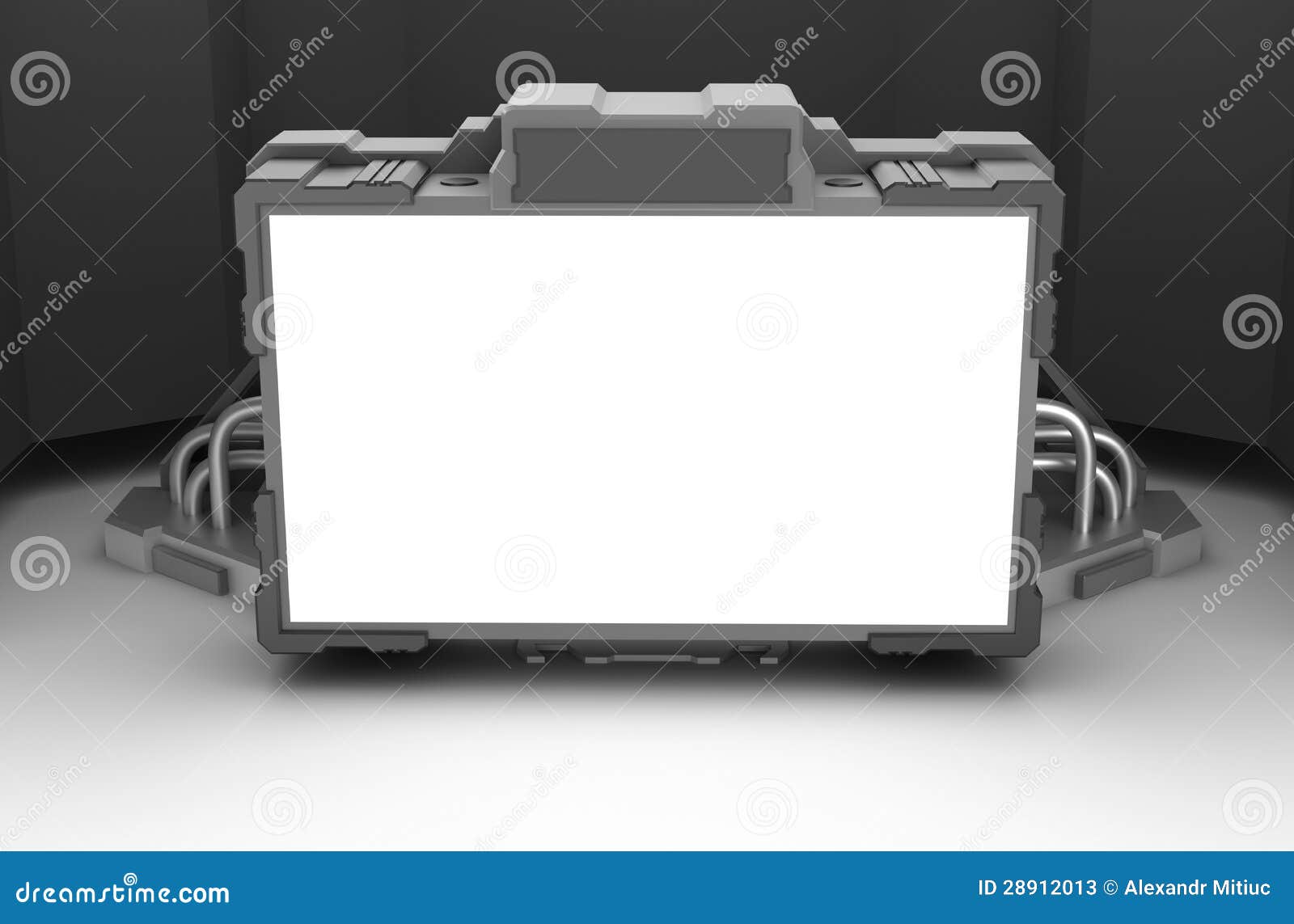 Sci-fi Terminal. Blank Techno Screen with Wires and Cables Stock ...
