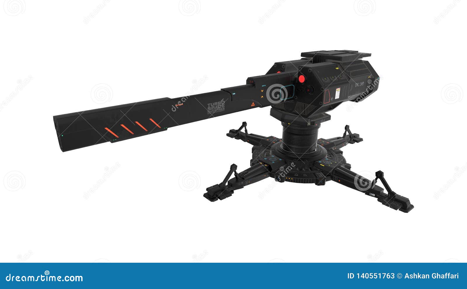 Sci-fi Turret 3D Render stock illustration. Illustration of military ...