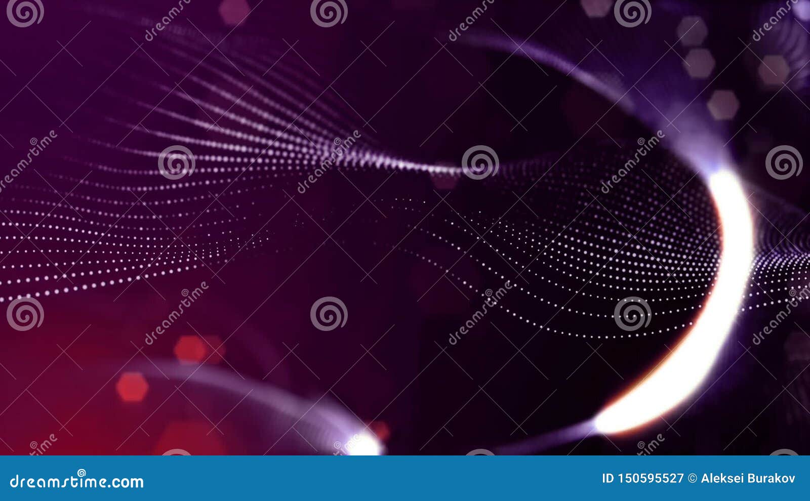 Sci-fi Violet Background of Luminous Particles that Form Curves ...