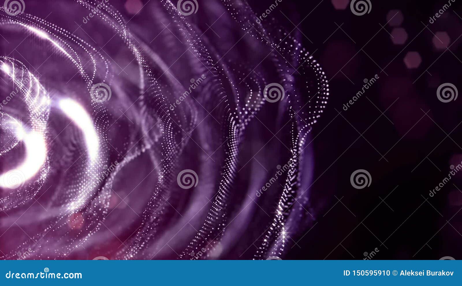 Sci-fi Violet Background of Luminous Particles that Form Curves ...