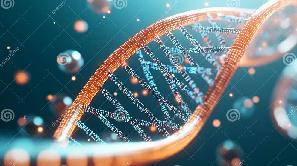 Sci-fi Visualization of Epigenetics with a Holographic DNA Structure and Floating Data Points ...