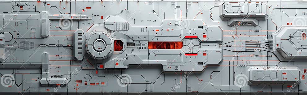 Sci-fi Wall Panels Rectangular Red Details Flat View Backgrounds ...