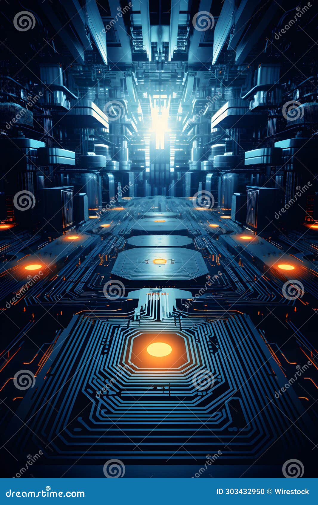 A Sci - Tech Tunnel with Glowing Lines and Circles Around it Stock ...