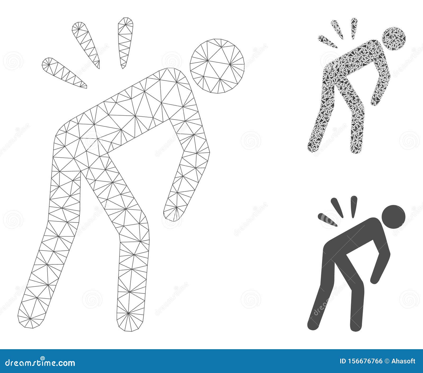 Sciatica Back Pain Vector Mesh 2D Model and Triangle Mosaic Icon Stock ...