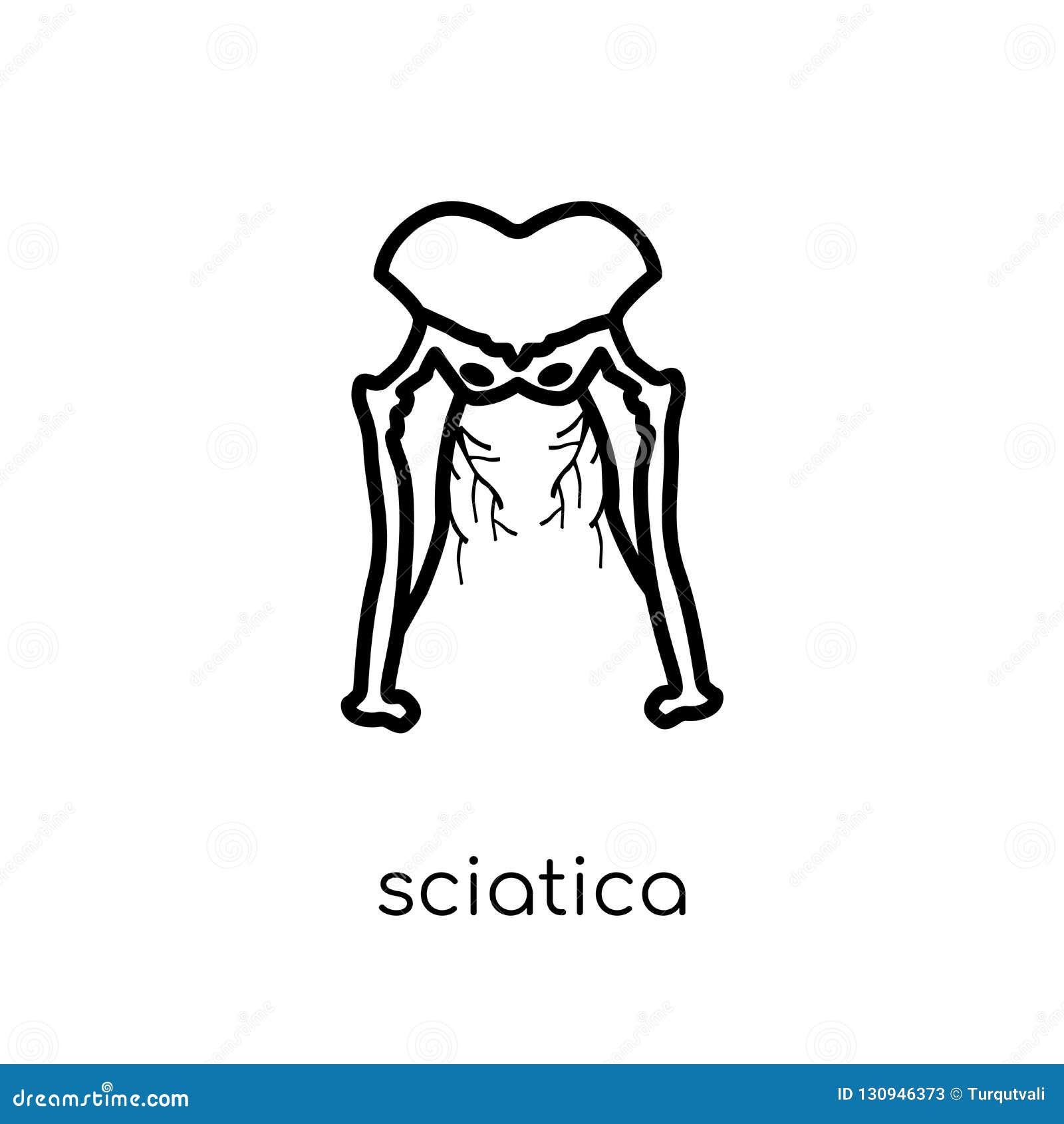 Sciatica Line And Solid Icon, Human Diseases Concept, Sciatica Back ...