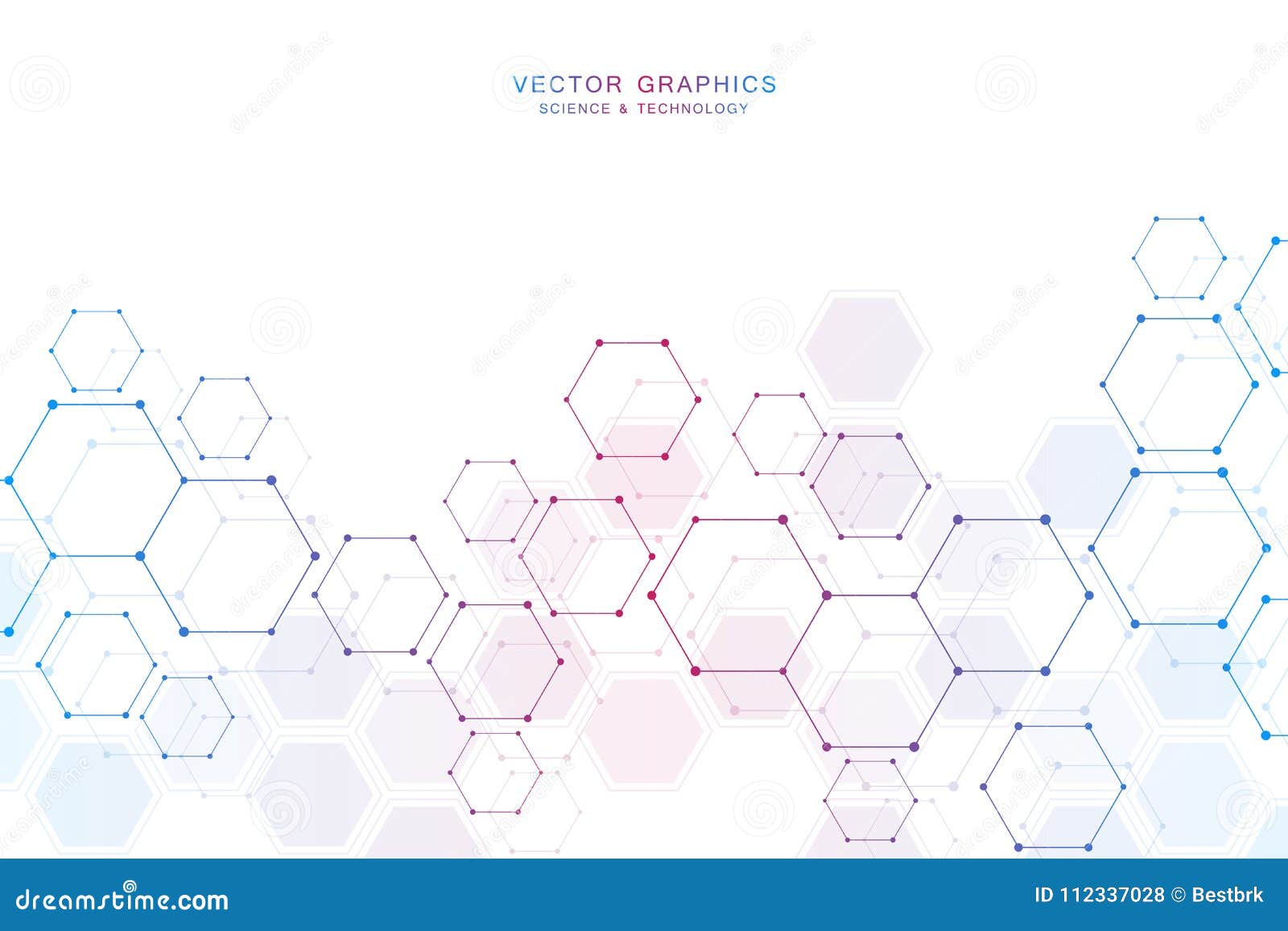 Science Abstract Background with Hexagons and Molecules. Stock Vector ...