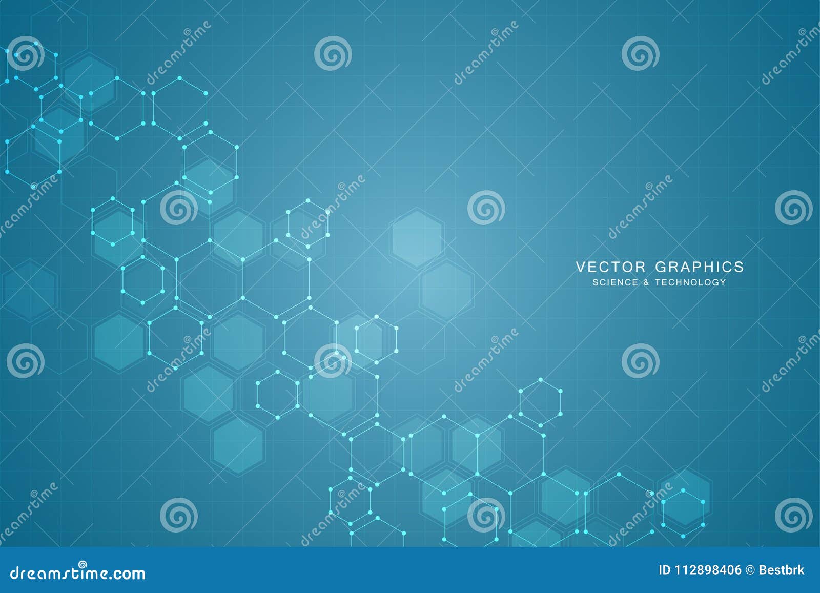 Science Abstract Background with Hexagons and Molecules. Stock Vector ...