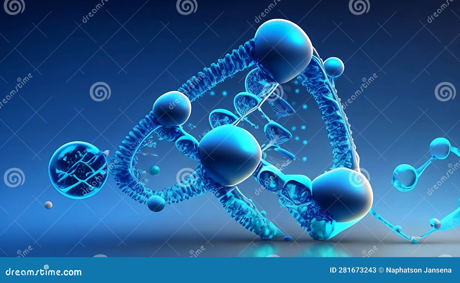 Science Abstract Background with Metal Molecule that Reflect on the ...
